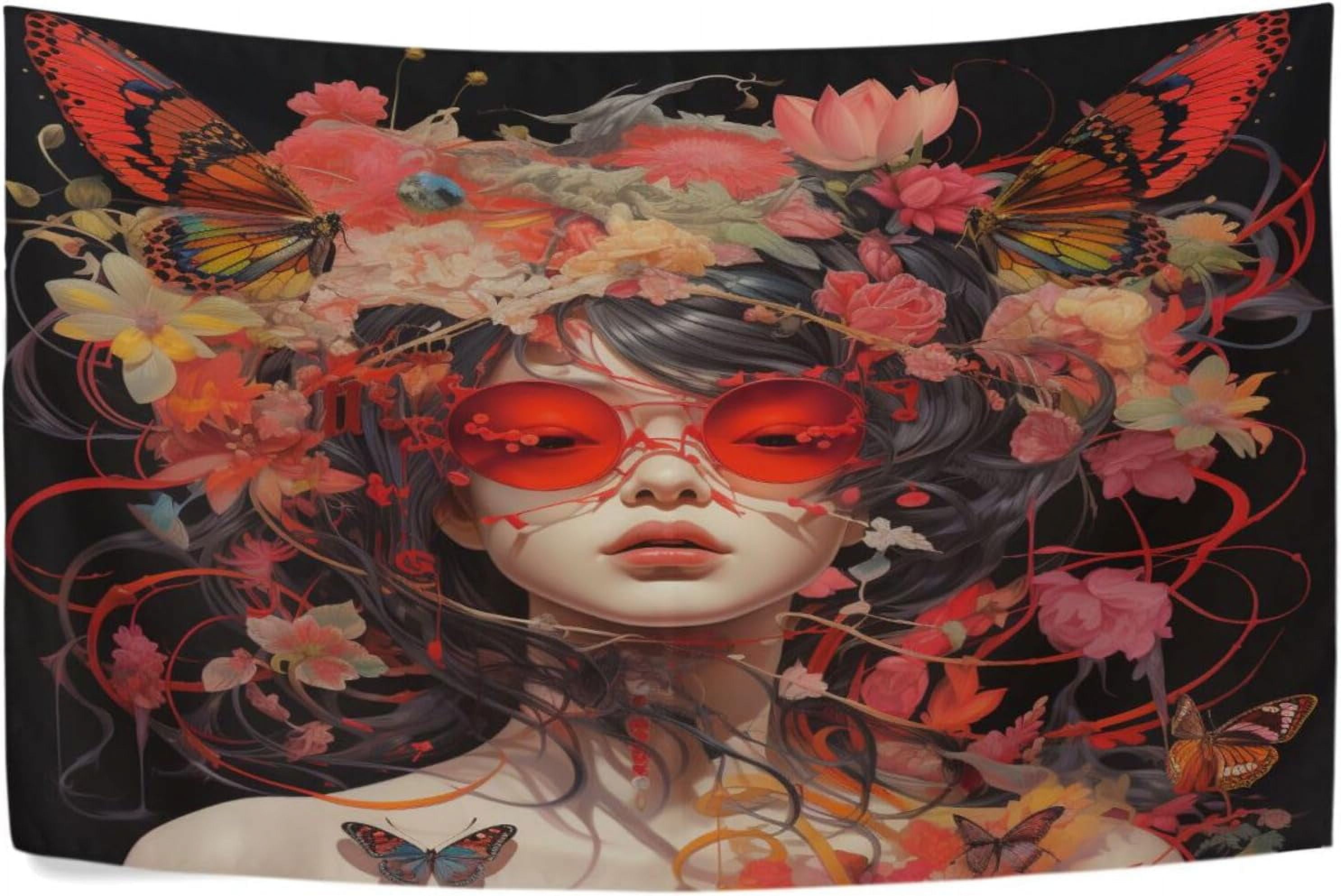 FREEAMG Flaming Beauty Tapestry Hippie Wall Hanging Tapestries ...