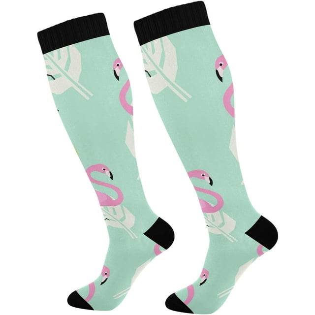FREEAMG Flamingo Compression Socks for Men & Women Knee High Stockings ...