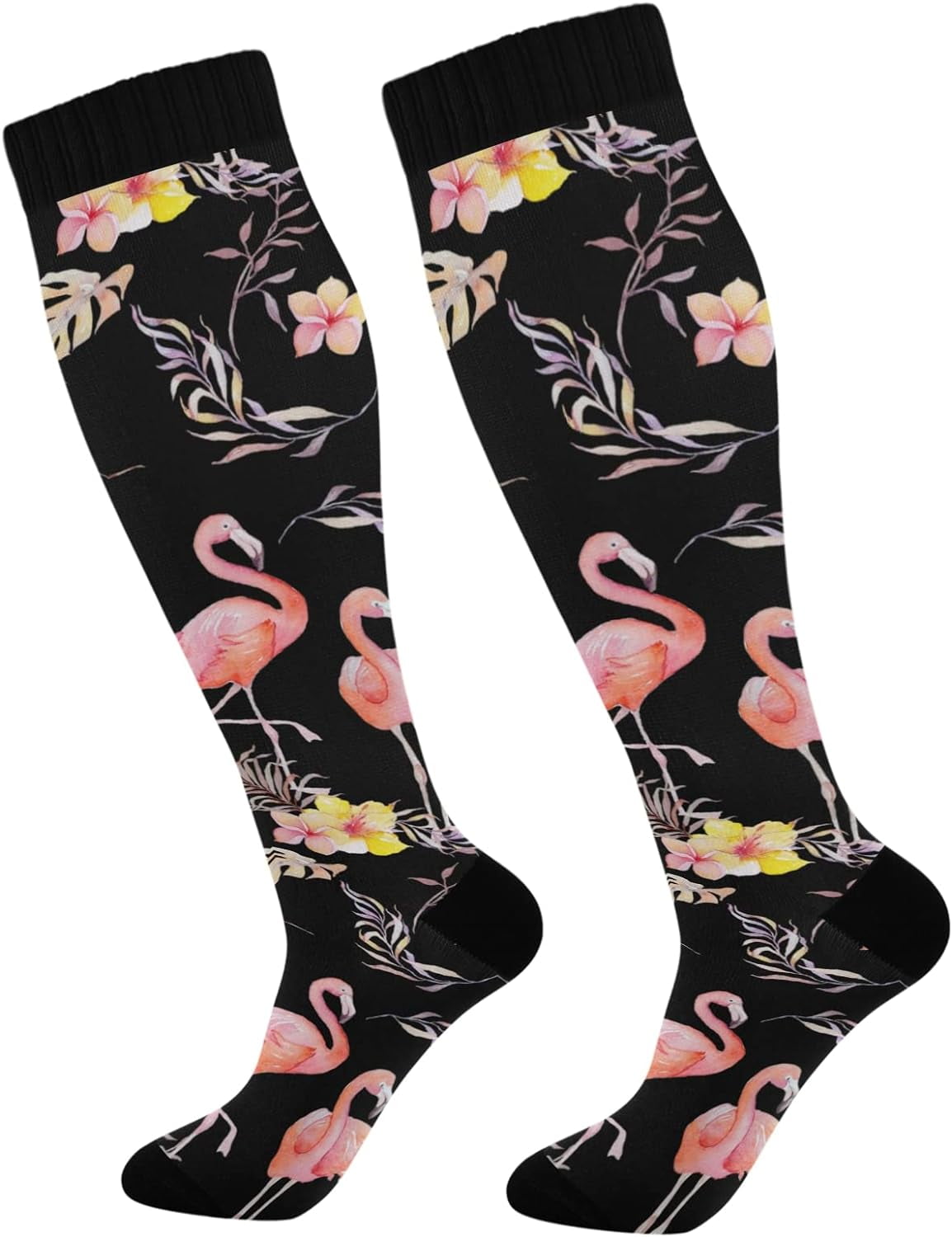 FREEAMG Flamingo Compression Socks for Men & Women Knee High Stockings ...