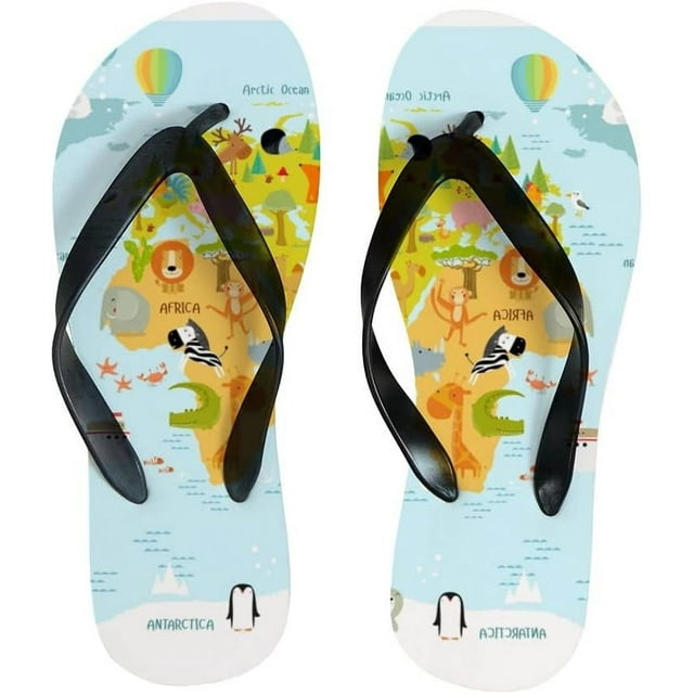 FREEAMG Flip Flops Cute Kids Animals World Map Slippers Sandals for ...