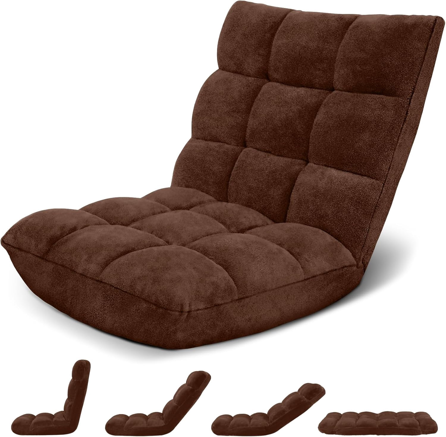 FREEAMG Floor Chair with Back Support Folding Sofa Chair w/ 14 ...