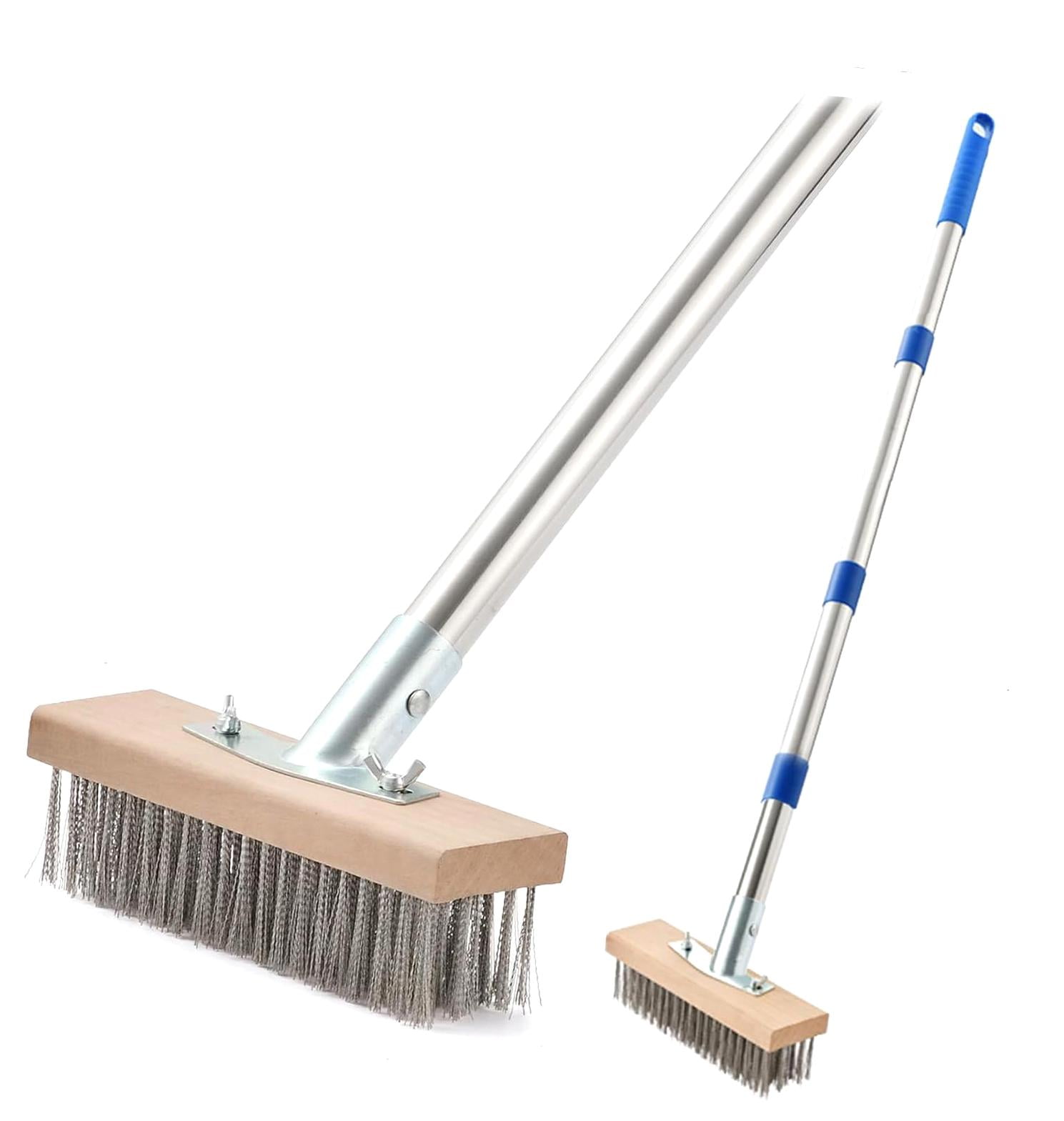 FREEAMG Floor Scrubber, Deck Cleaner, Stainless Steel Scrub with 63" Handle, Outdoor Push Broom ...
