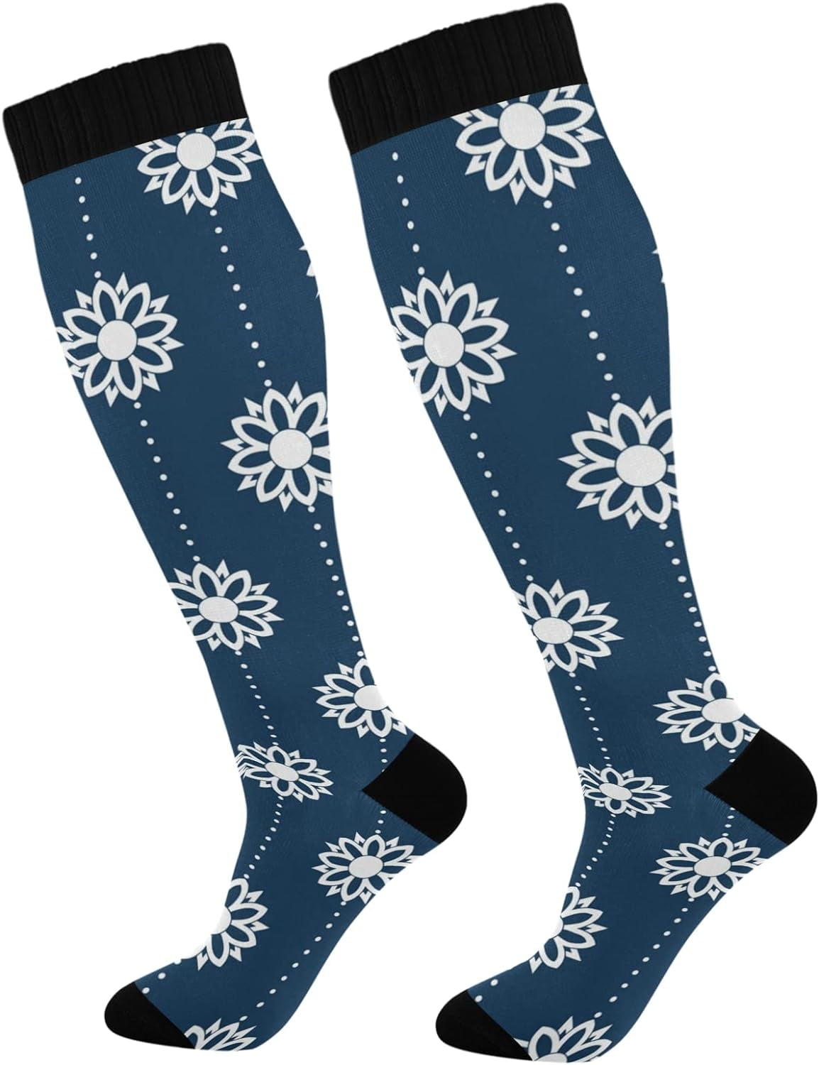 FREEAMG Floral Ornament Compression Socks for Women and Men, 1 Pair ...