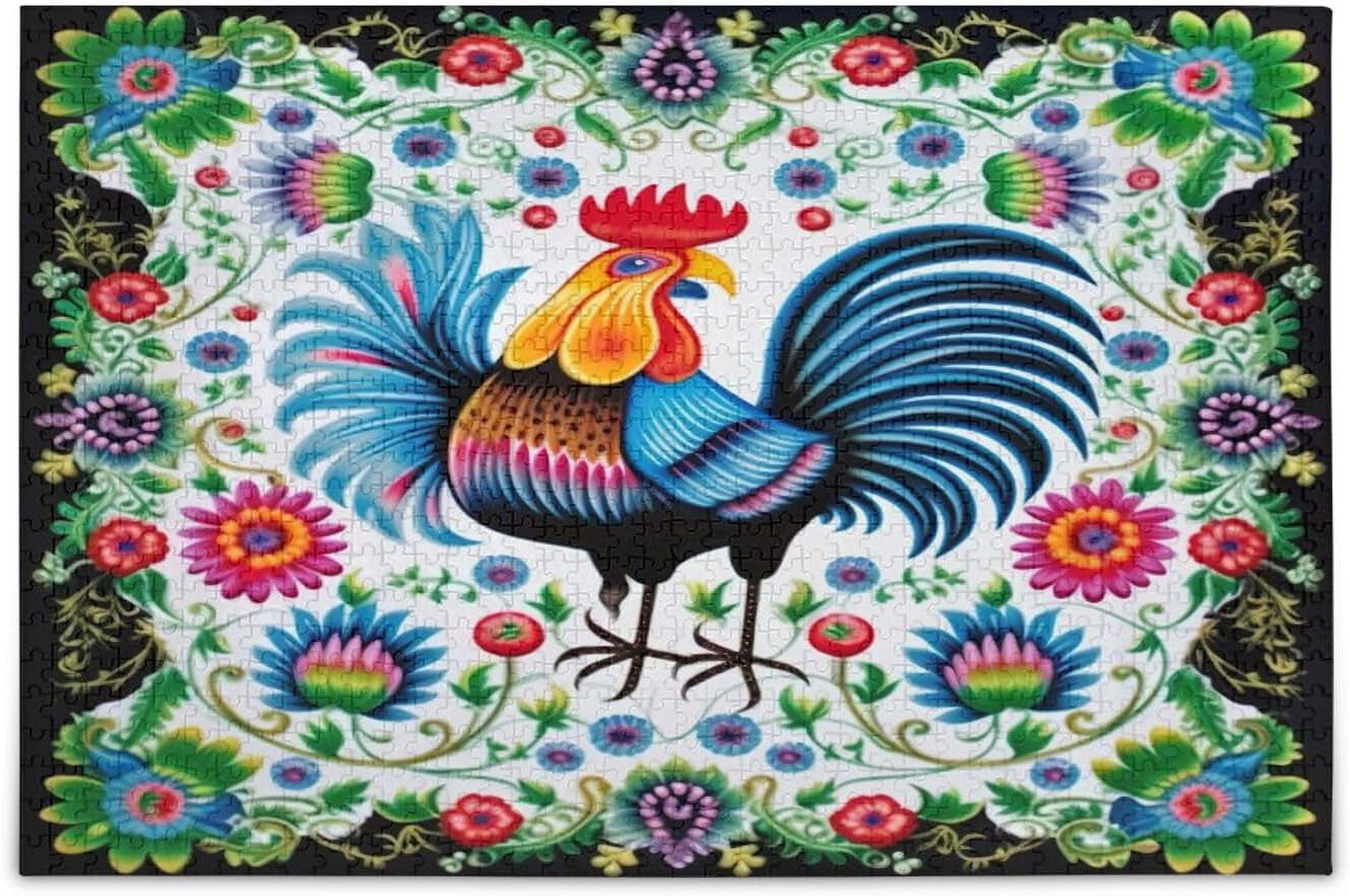 FREEAMG Floral Rooster Jigsaw Puzzles for Adults 500 Piece, Puzzles for ...