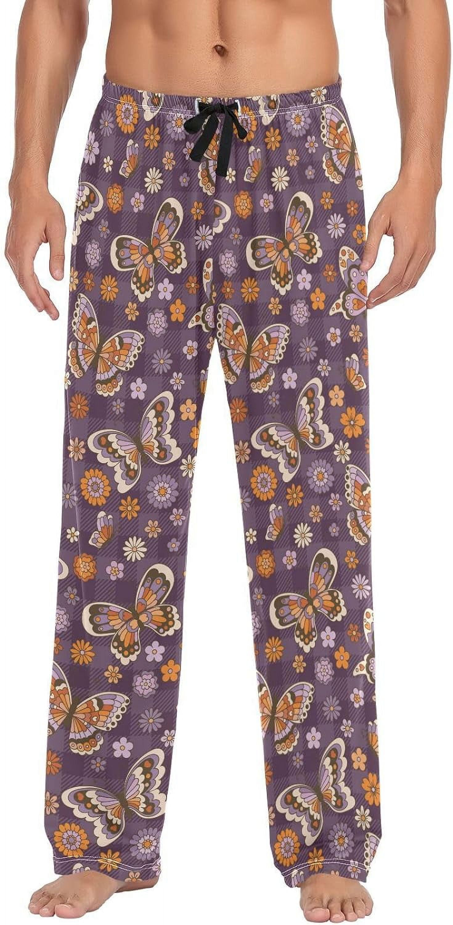 FREEAMG Flower Butterfly Pajama Pants for Men, Men's Separate Bottoms ...