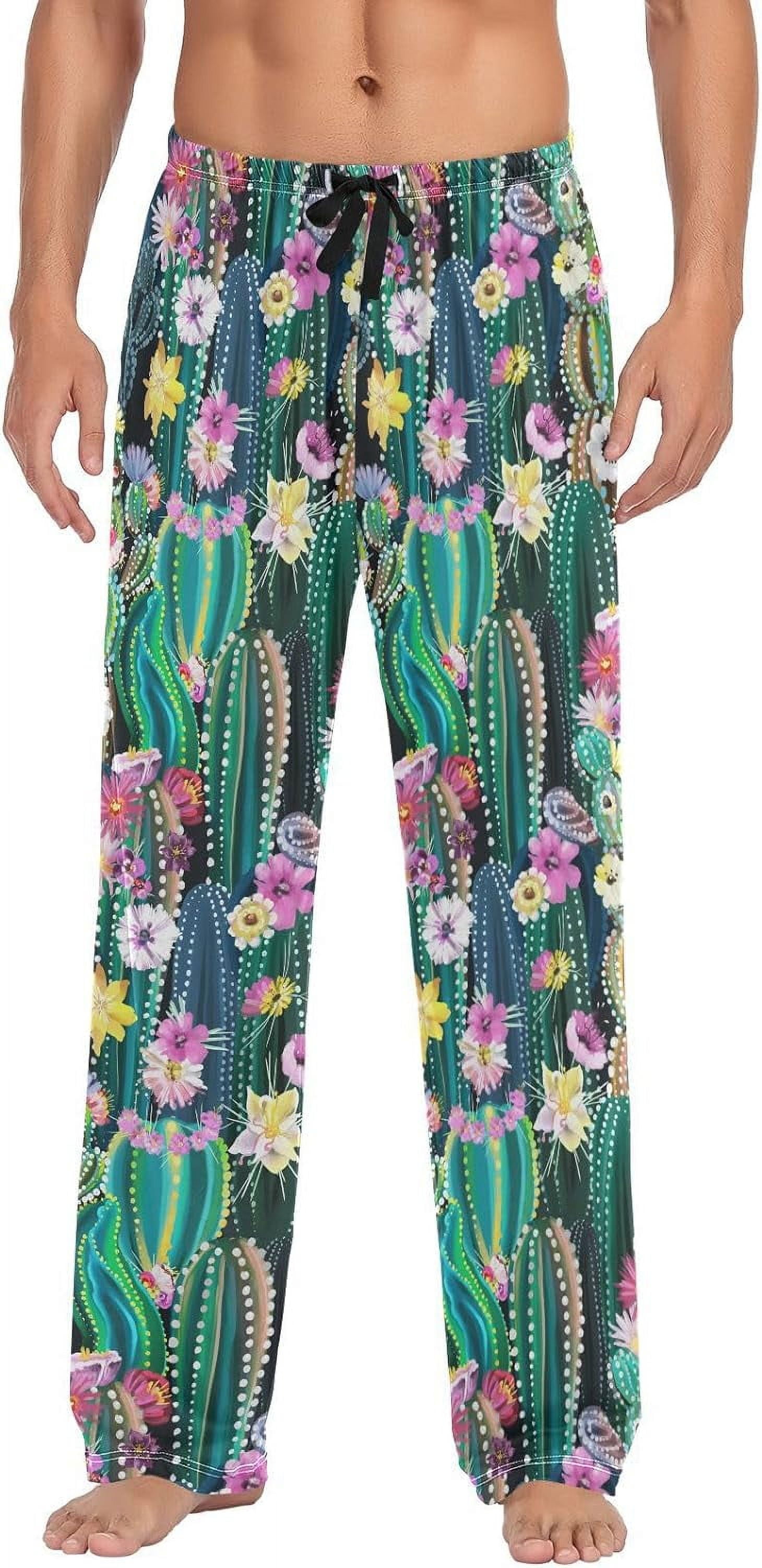 FREEAMG Flower Cactus Pajama Pants for Men, Men's Separate Bottoms ...