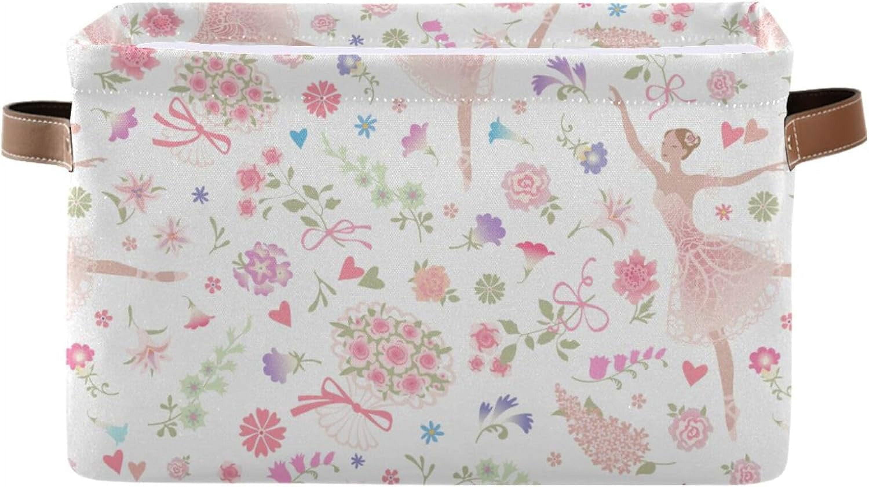 FREEAMG Flower and Dancing Ballerina Storage Basket, Durable Canvas ...