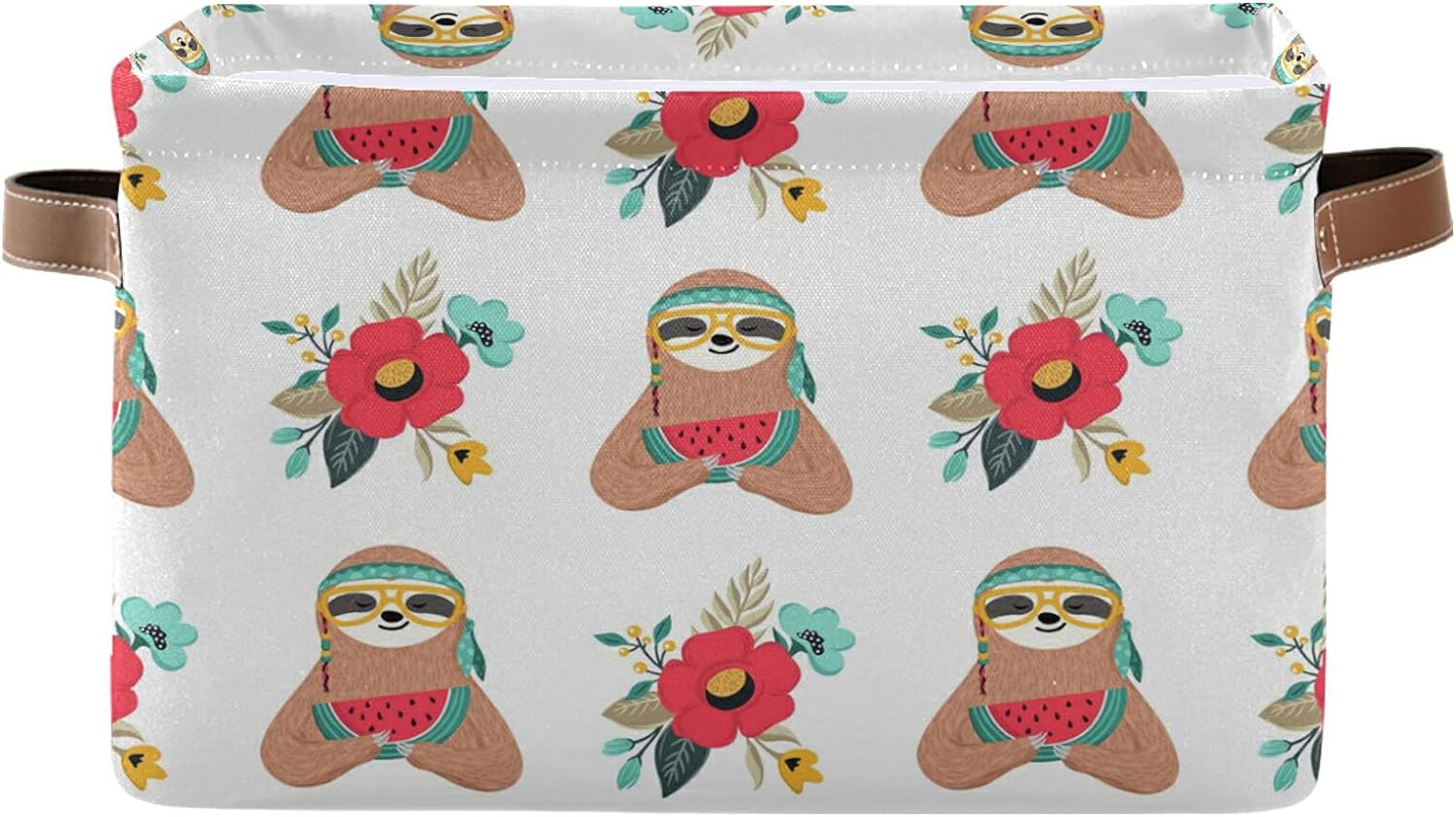 FREEAMG Flower Watermelon Sloth Storage Bin for Toy Storage Basket ...