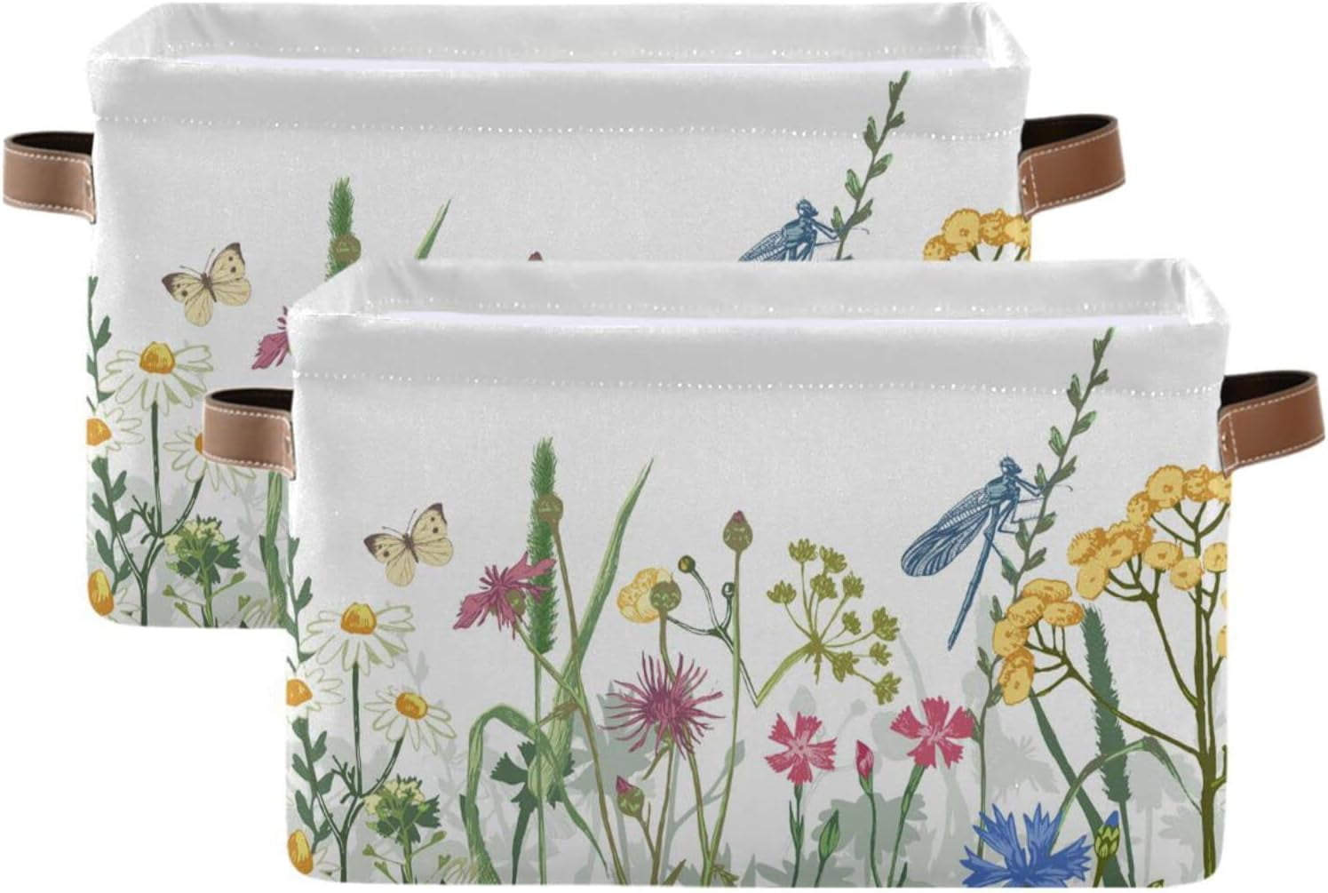 FREEAMG Flowers Flying Insects Storage Baskets Rectangle Foldable ...