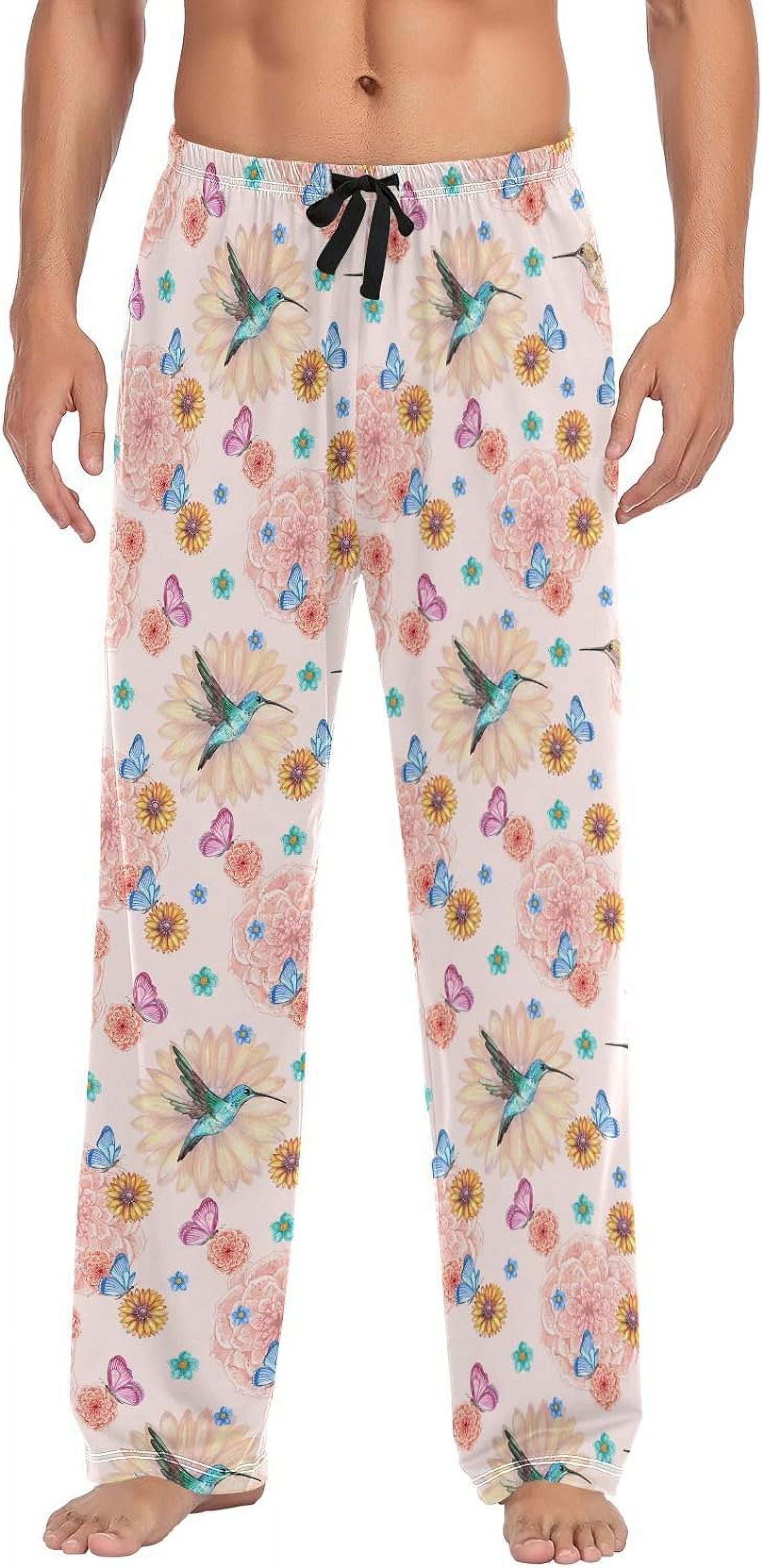 FREEAMG Flowers and Hummingbirds Pajama Pants for Men, Men's Separate ...