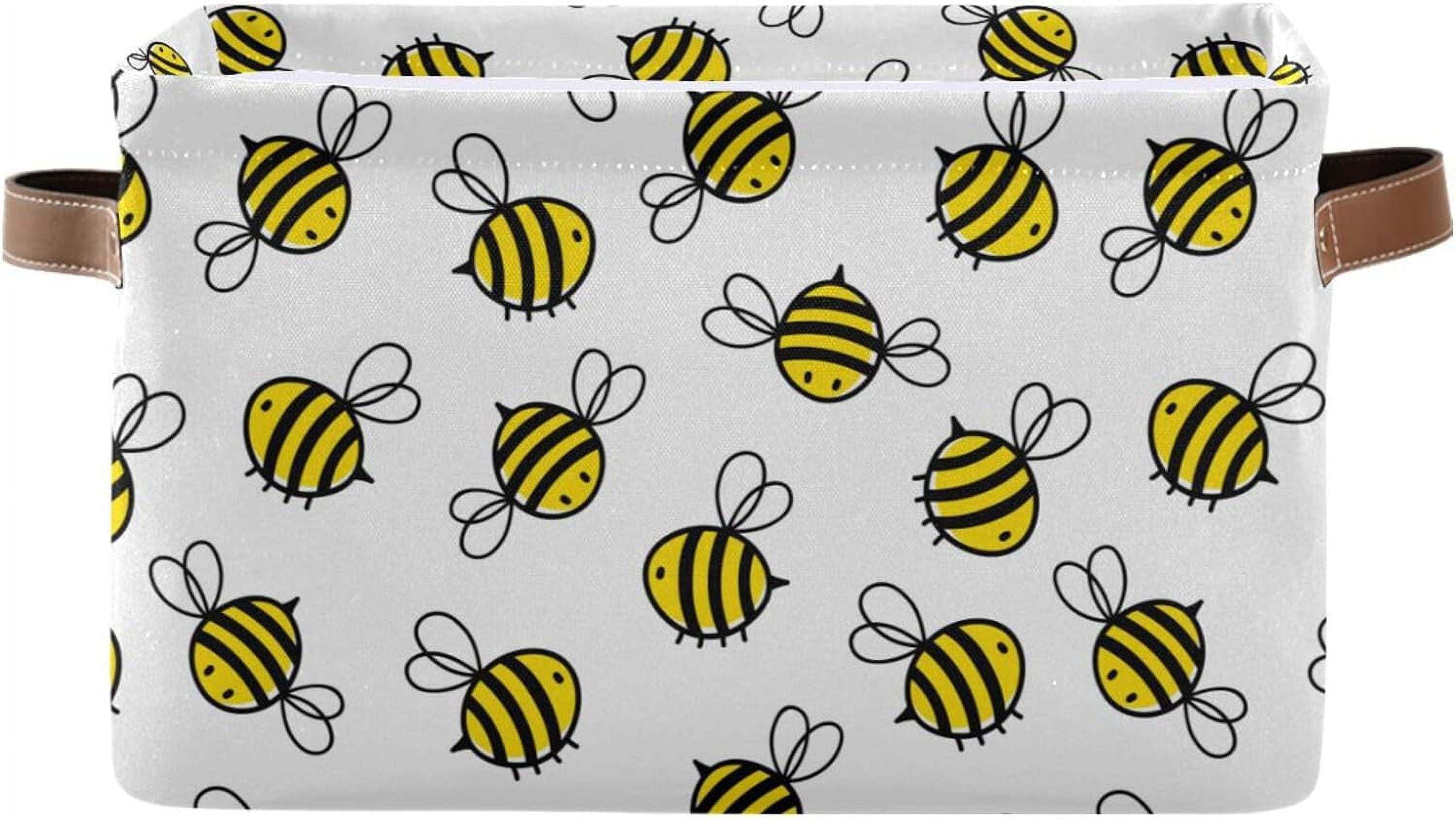FREEAMG Flying Bumble Bees Foldable Canvas Storage Bin, Sturdy Fabric ...