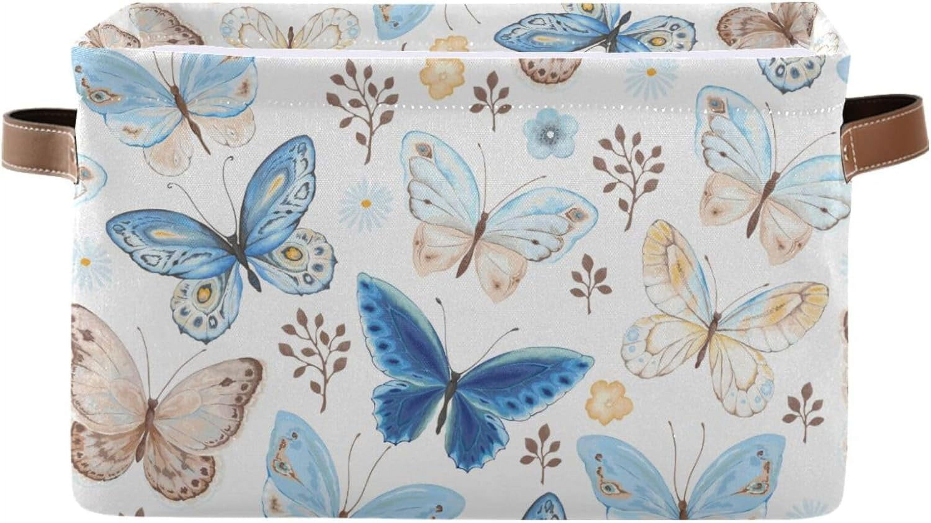 FREEAMG Flying Butterfly Storage Basket, Durable Canvas Organizer With ...