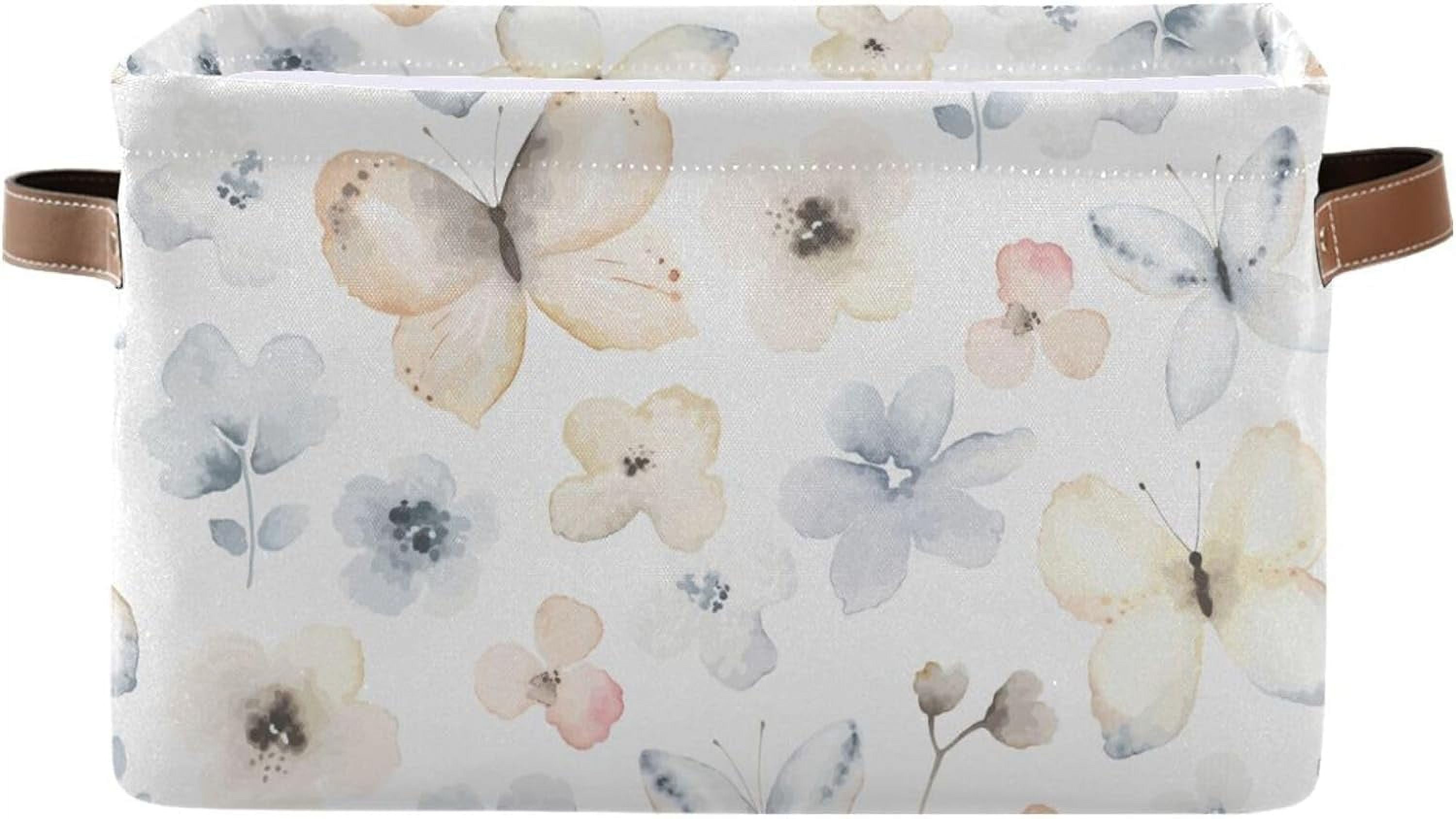 FREEAMG Flying Gentle Butterflies and Flowers Storage Basket, Durable ...