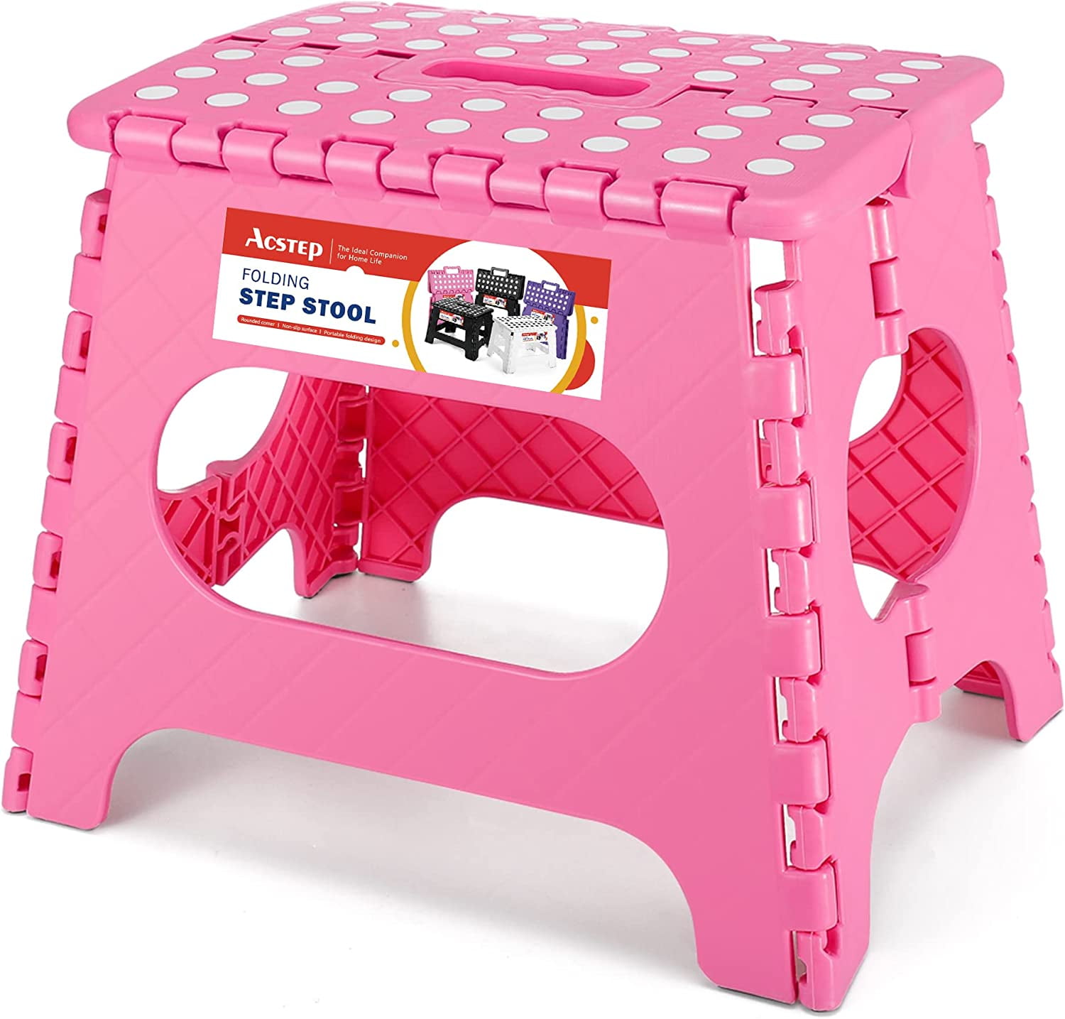 FREEAMG Folding Step Stool for Adults-11 Height Lightweight Plastic ...