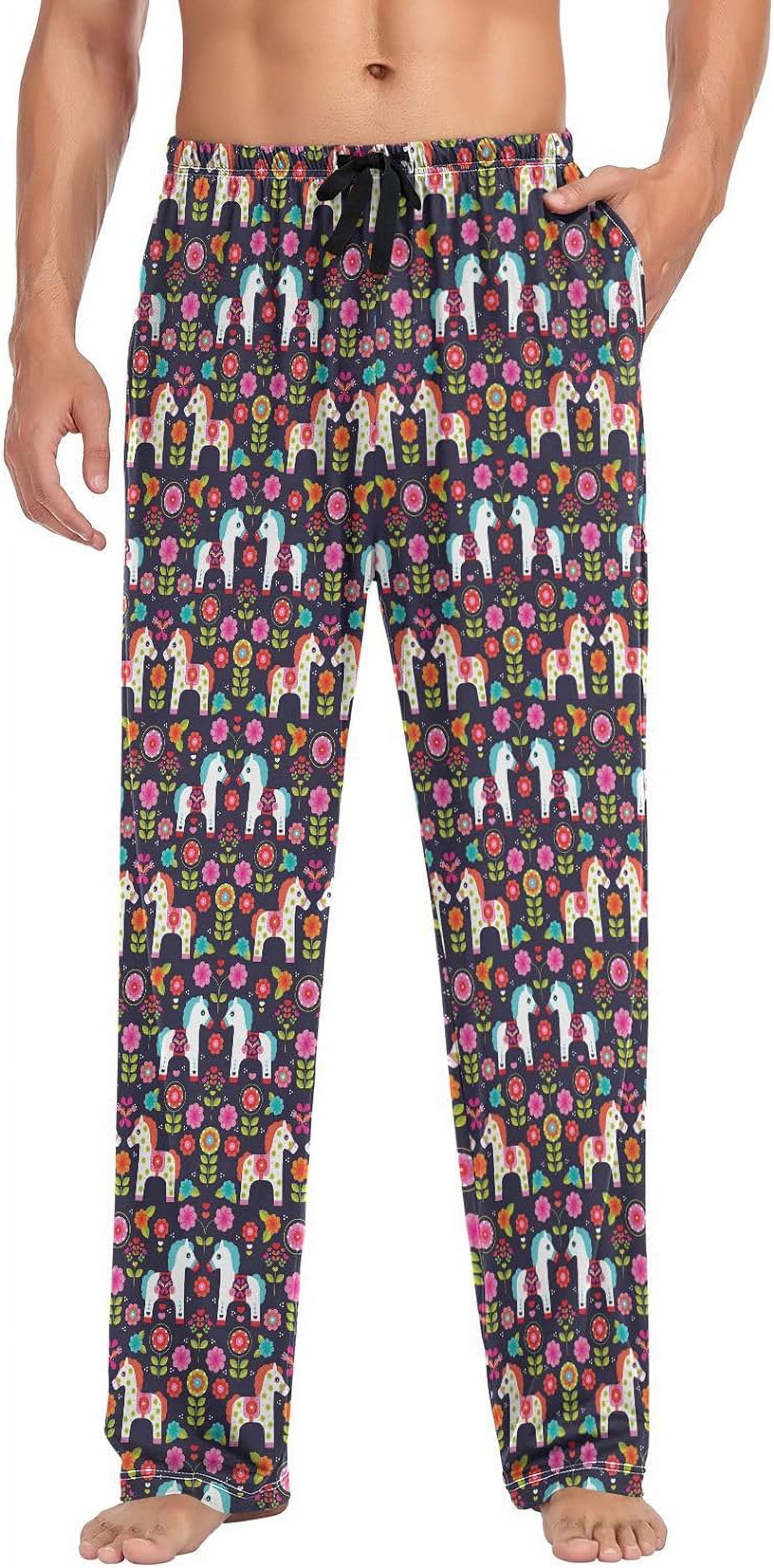 FREEAMG Folklore Pony Pajama Pants for Men, Men's Separate Bottoms ...