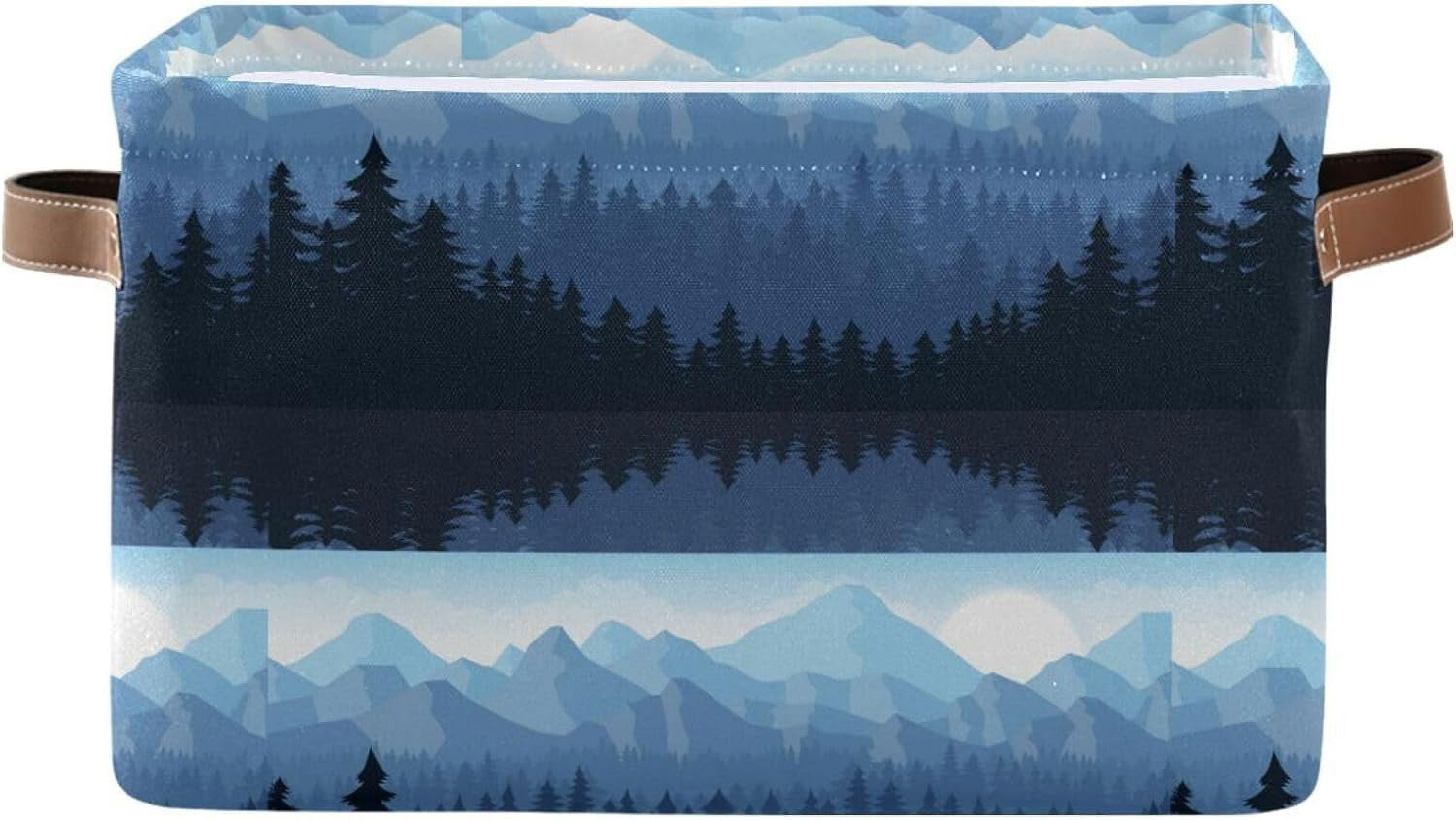 FREEAMG Forest Lake Foldable Canvas Storage Bin, Sturdy Fabric Storage ...