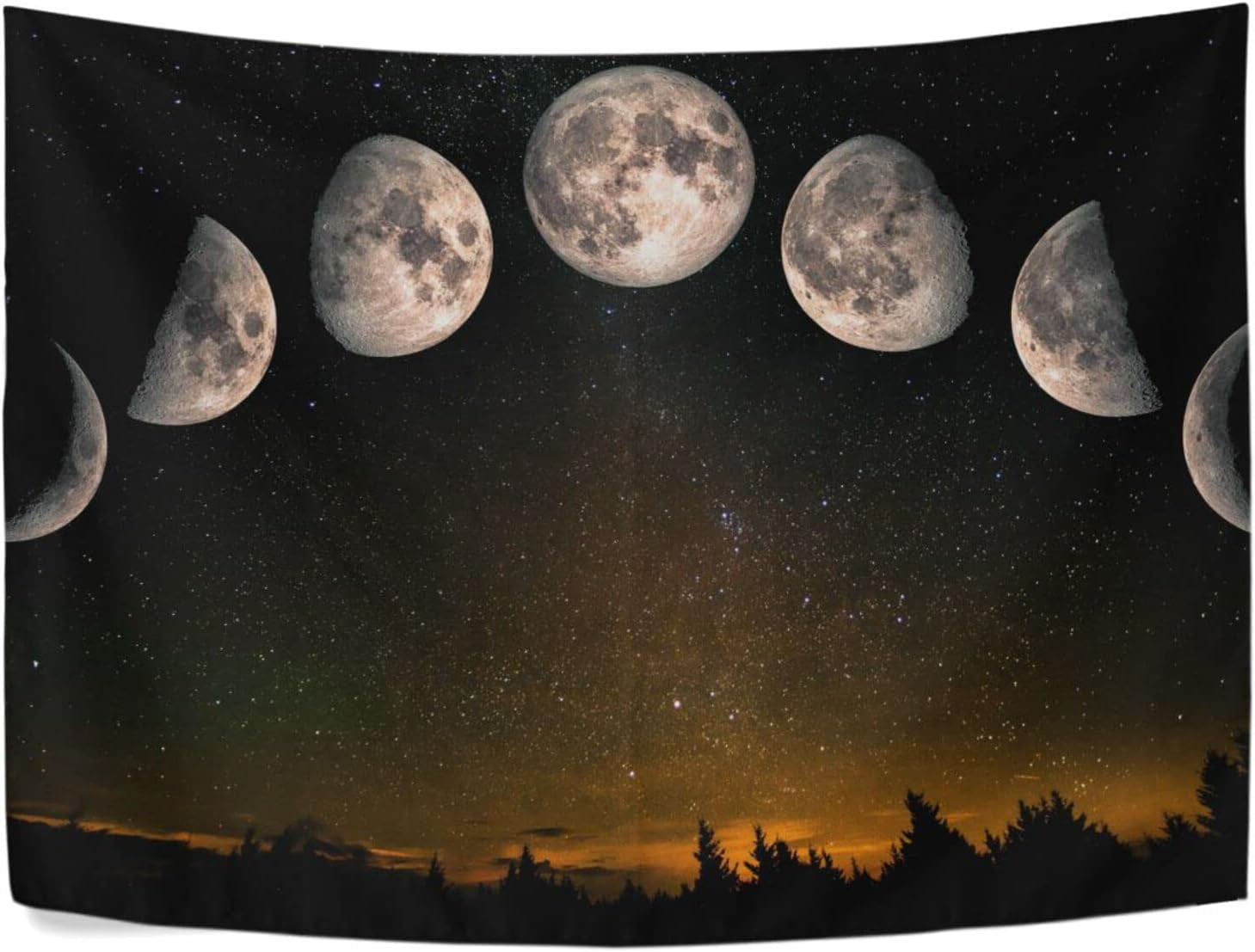 FREEAMG Forest Moon Phases Tapestries Wall Hanging Bedding Tapestry ...