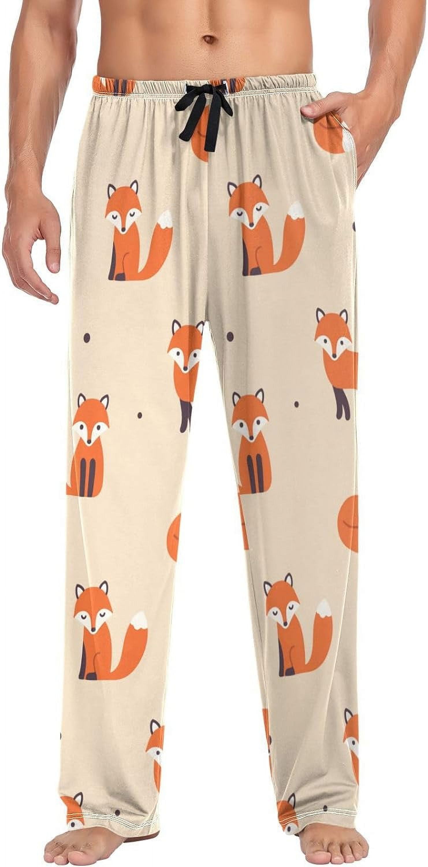 FREEAMG Fox Cotton Pajama Pant for Men, Super Soft Lightweight Lounge Pajama Bottoms Drawstring ...