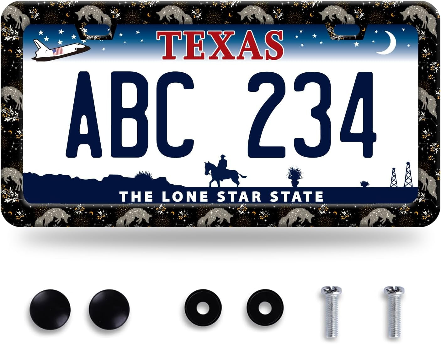 FREEAMG Fox Flower Moon Star License Frame Plate Personalise License ...