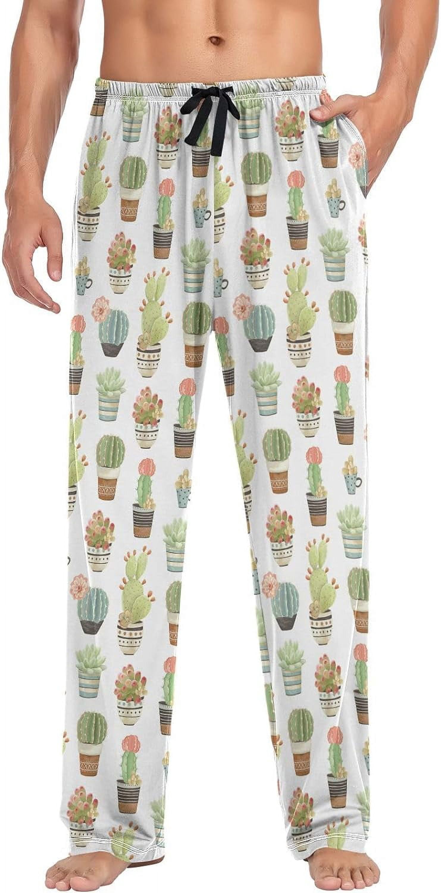 FREEAMG Fresh Succulent Cactus Pajama Pants for Men, Men's Separate ...