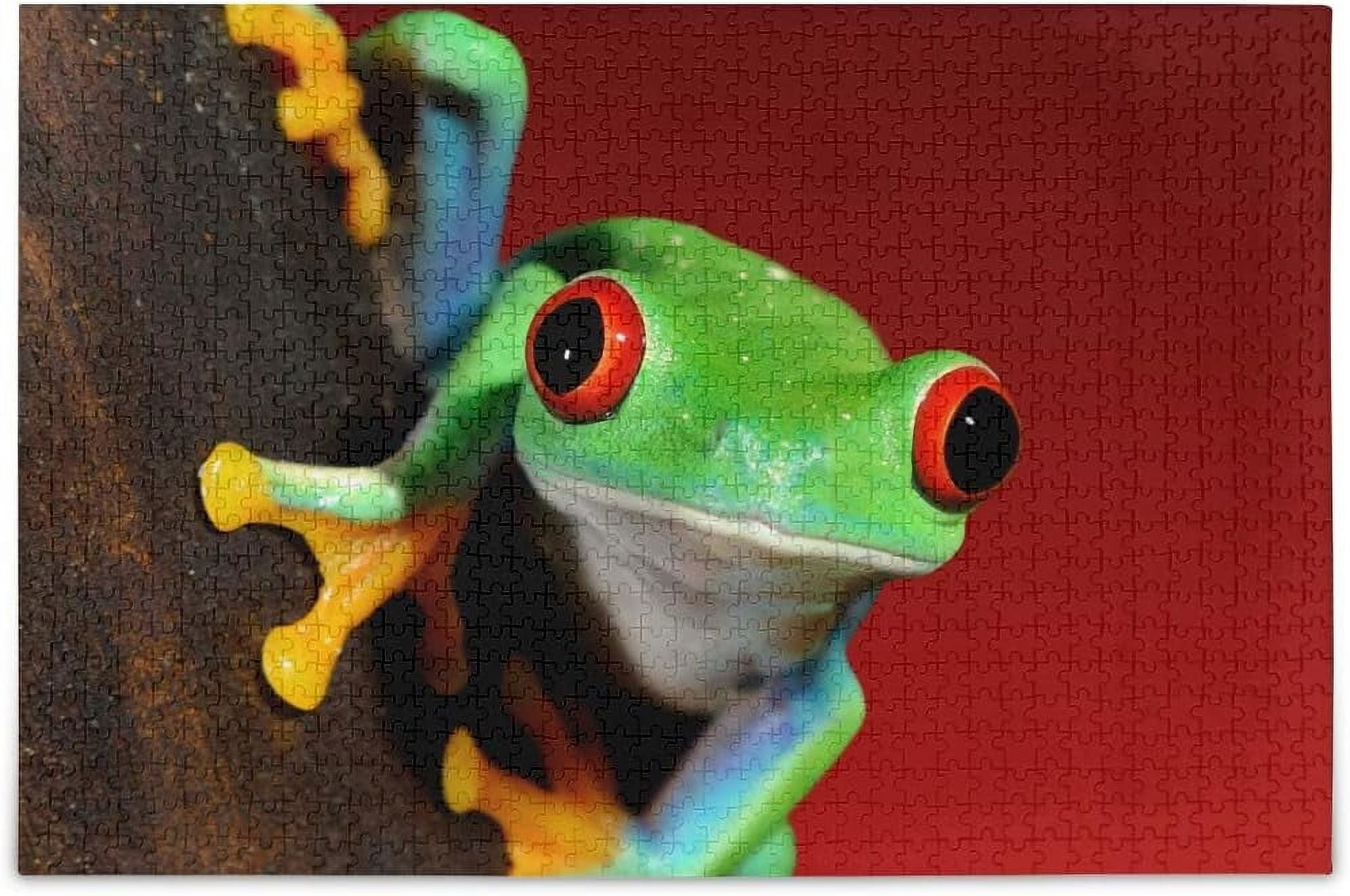 FREEAMG Frog Tropical Jungle Animal On Red Jigsaw Puzzles 500 Pieces ...
