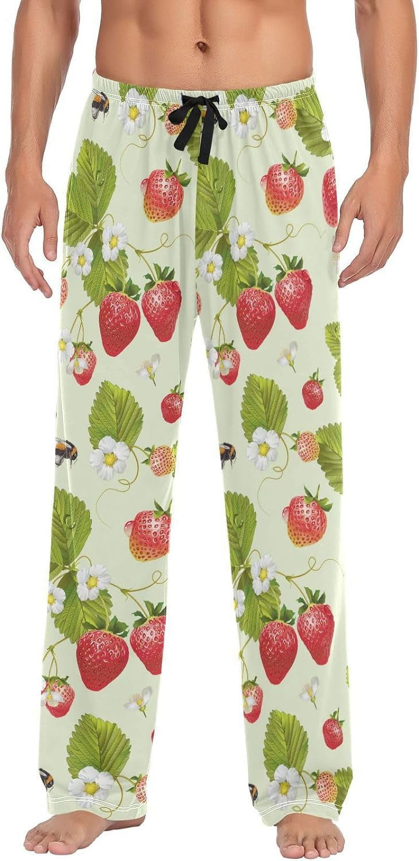 FREEAMG Fruit Strawberry Flower Pajama Pants for Men, Men's Separate ...