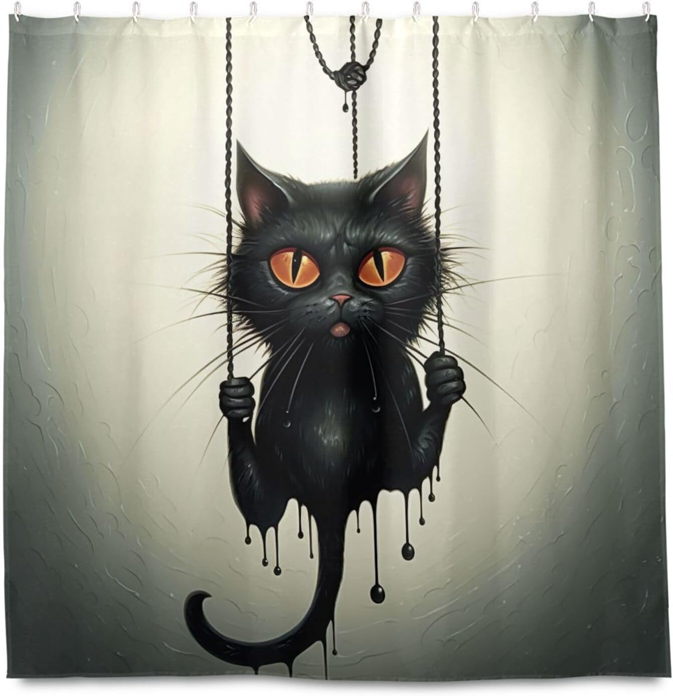 FREEAMG Funny Black Cat Shower Curtain - 72x72 Inch Waterproof Fabric ...