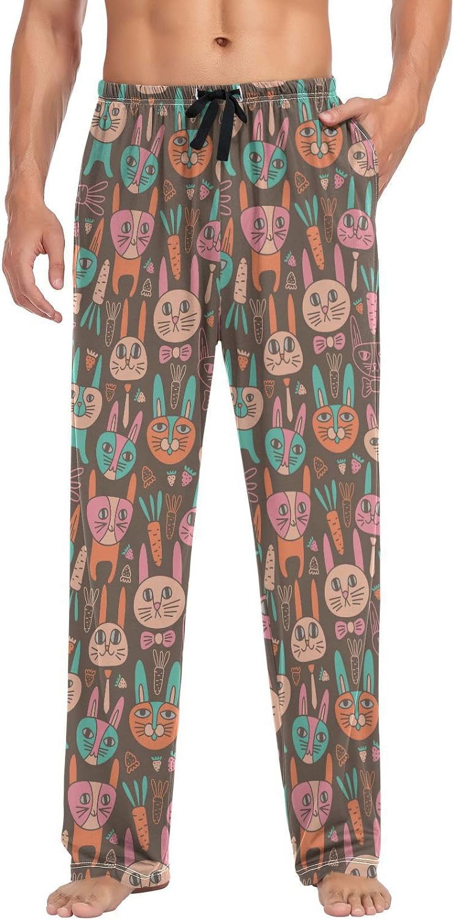 FREEAMG Funny Bunnies Pattern Pajama Pants for Men, Men's Separate ...