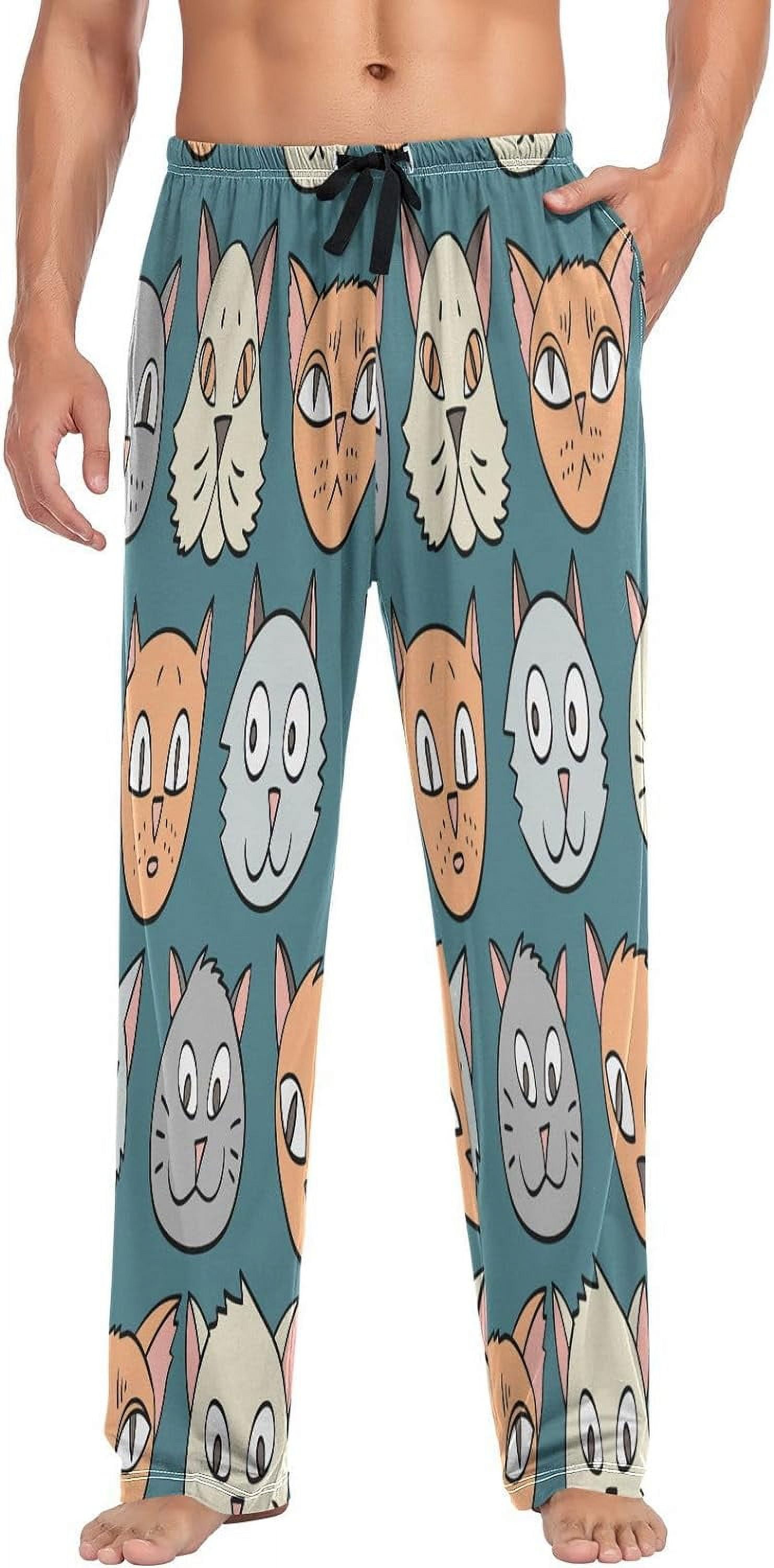 FREEAMG Funny Cartoon Cats Pajama Pants for Men, Men's Separate Bottoms ...