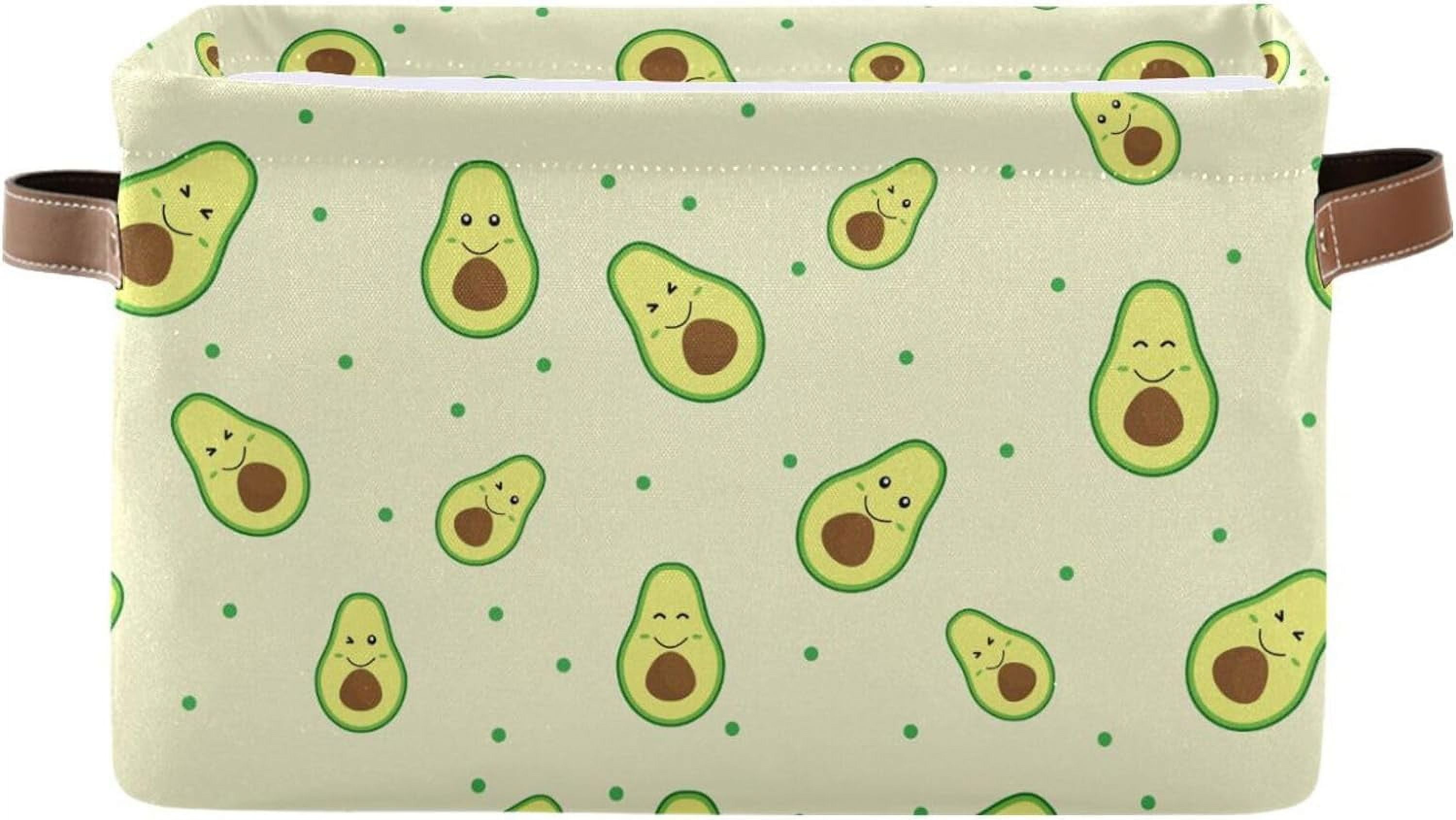 FREEAMG Funny Cartoon Cute Avocado Storage Basket, Durable Canvas ...
