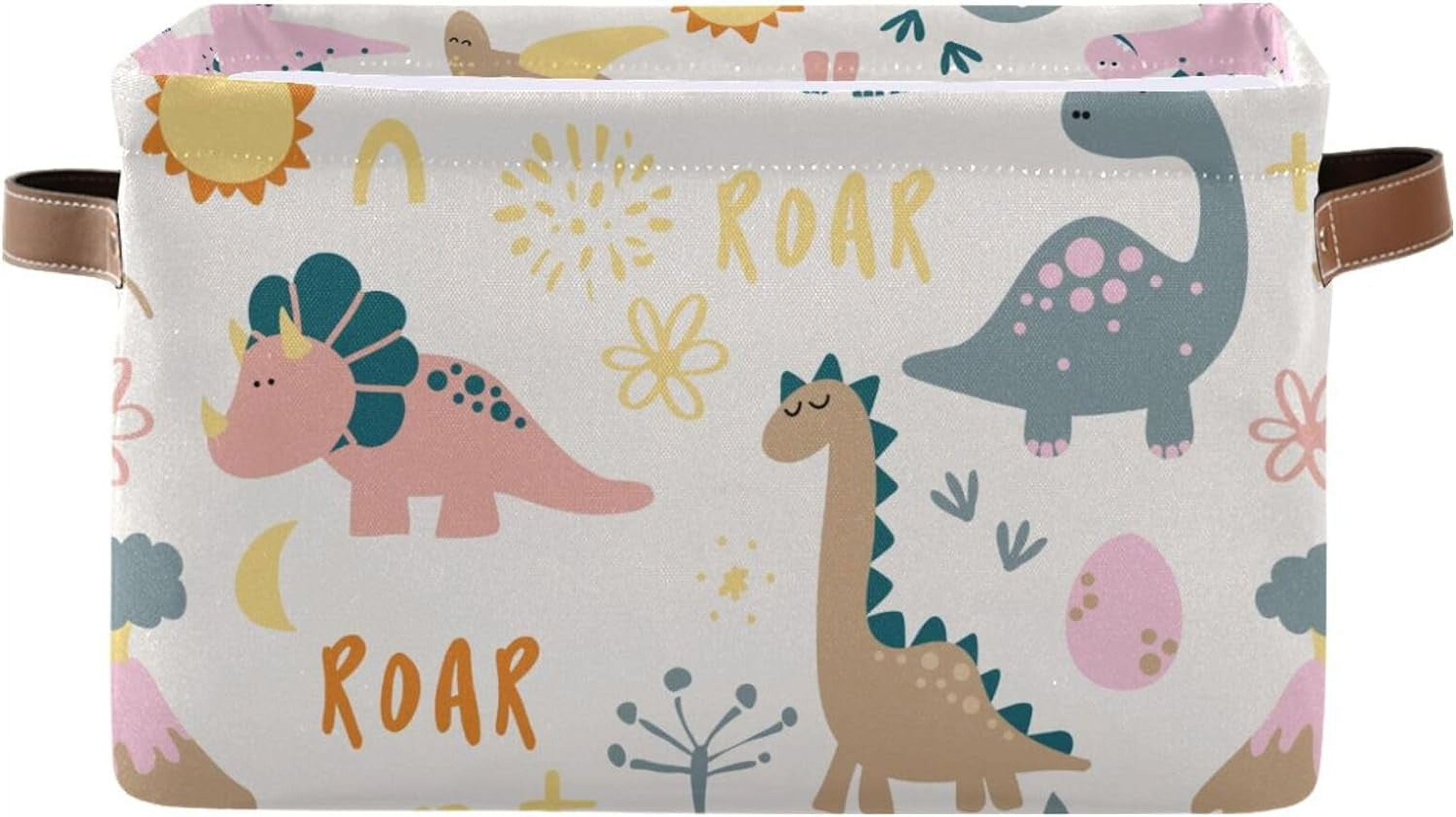 FREEAMG Funny Cartoon Dinosaurs Storage Basket, Durable Canvas ...