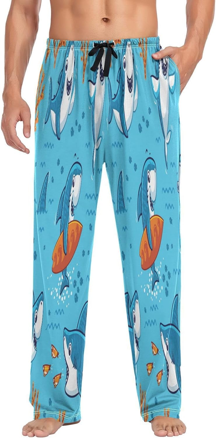 FREEAMG Funny Cartoon Shark Pajama Pants for Men, Men's Separate ...
