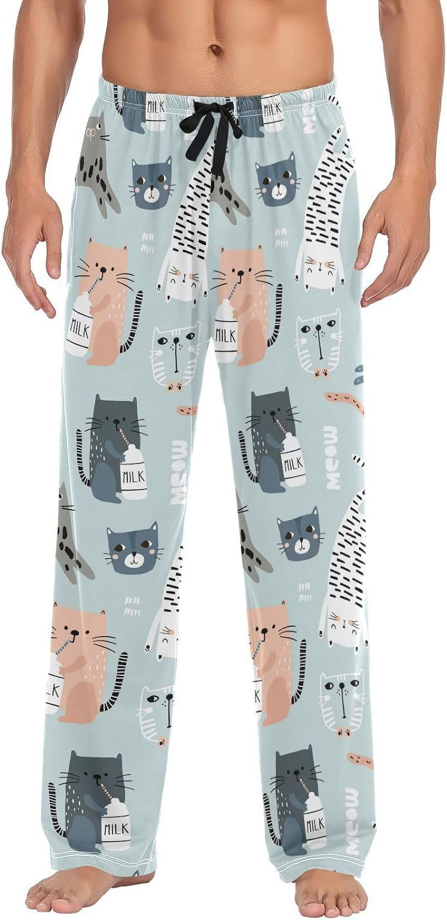 FREEAMG Funny Cat Pajama Pants for Men, Men's Separate Bottoms ...