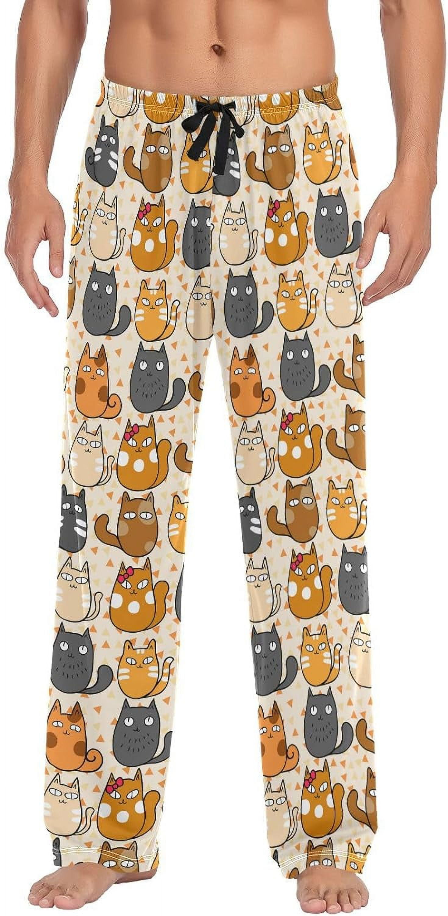 FREEAMG Funny Cute Kittens Pajama Pants for Men, Men's Separate Bottoms ...