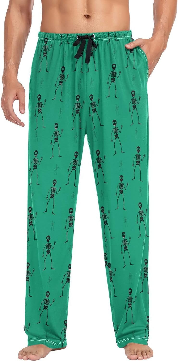 Freeamg Funny Halloween Skeleton Pajama Pants For Men Mens Separate Bottoms Pure Cotton