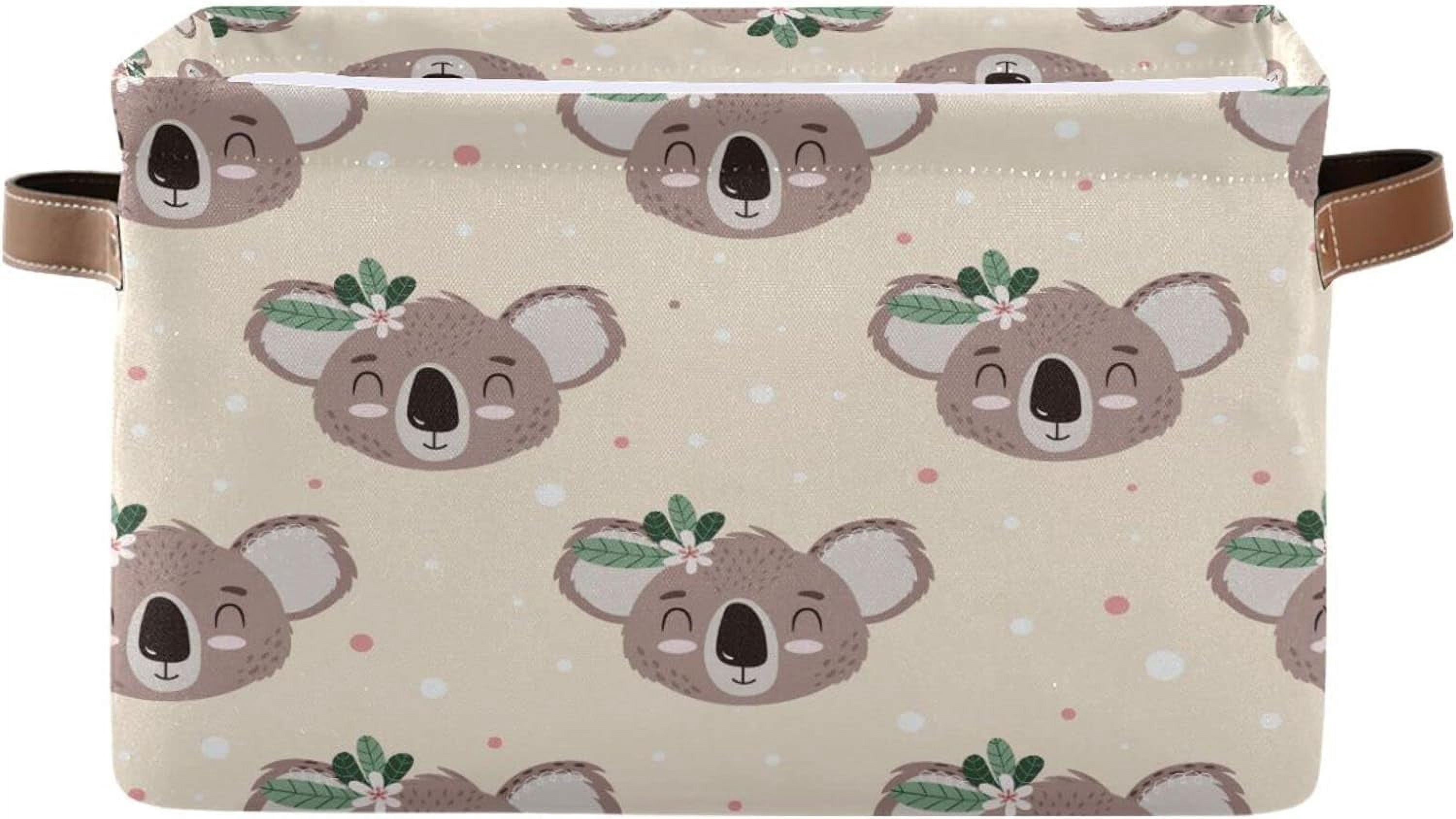 FREEAMG Funny Koala Large Square Storage Basket Bin with Handles 1PCS ...