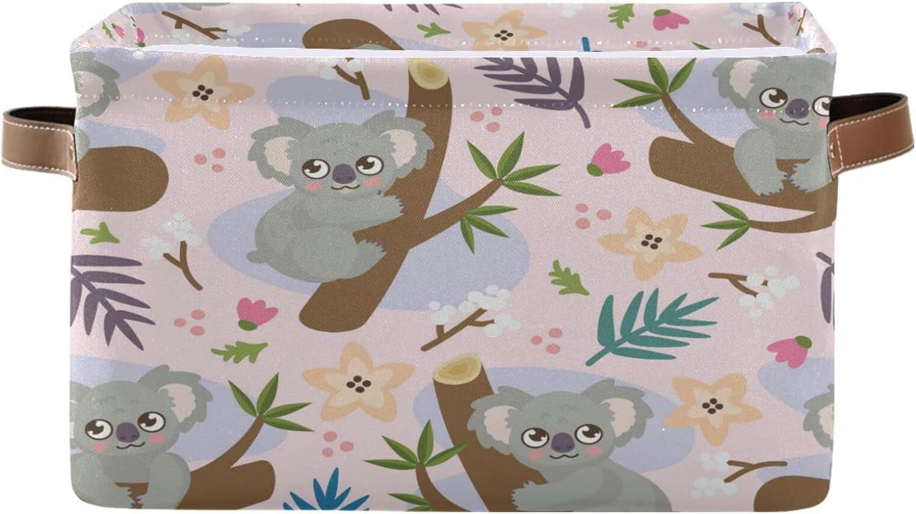 FREEAMG Funny Koala Large Square Storage Basket Bin with Handles 1PCS ...