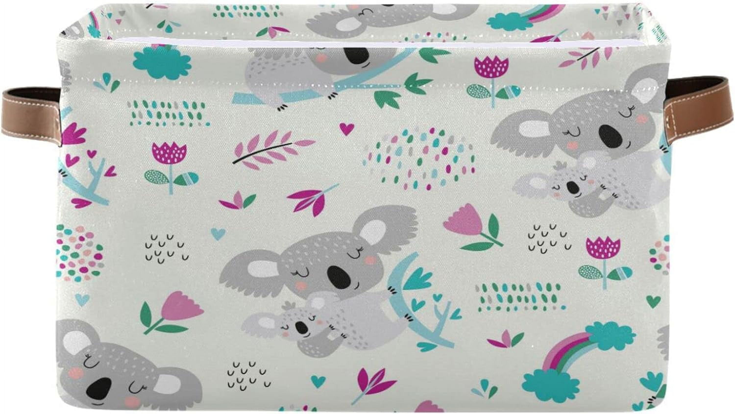FREEAMG Funny Koala Large Square Storage Basket Bin with Handles 2PCS ...