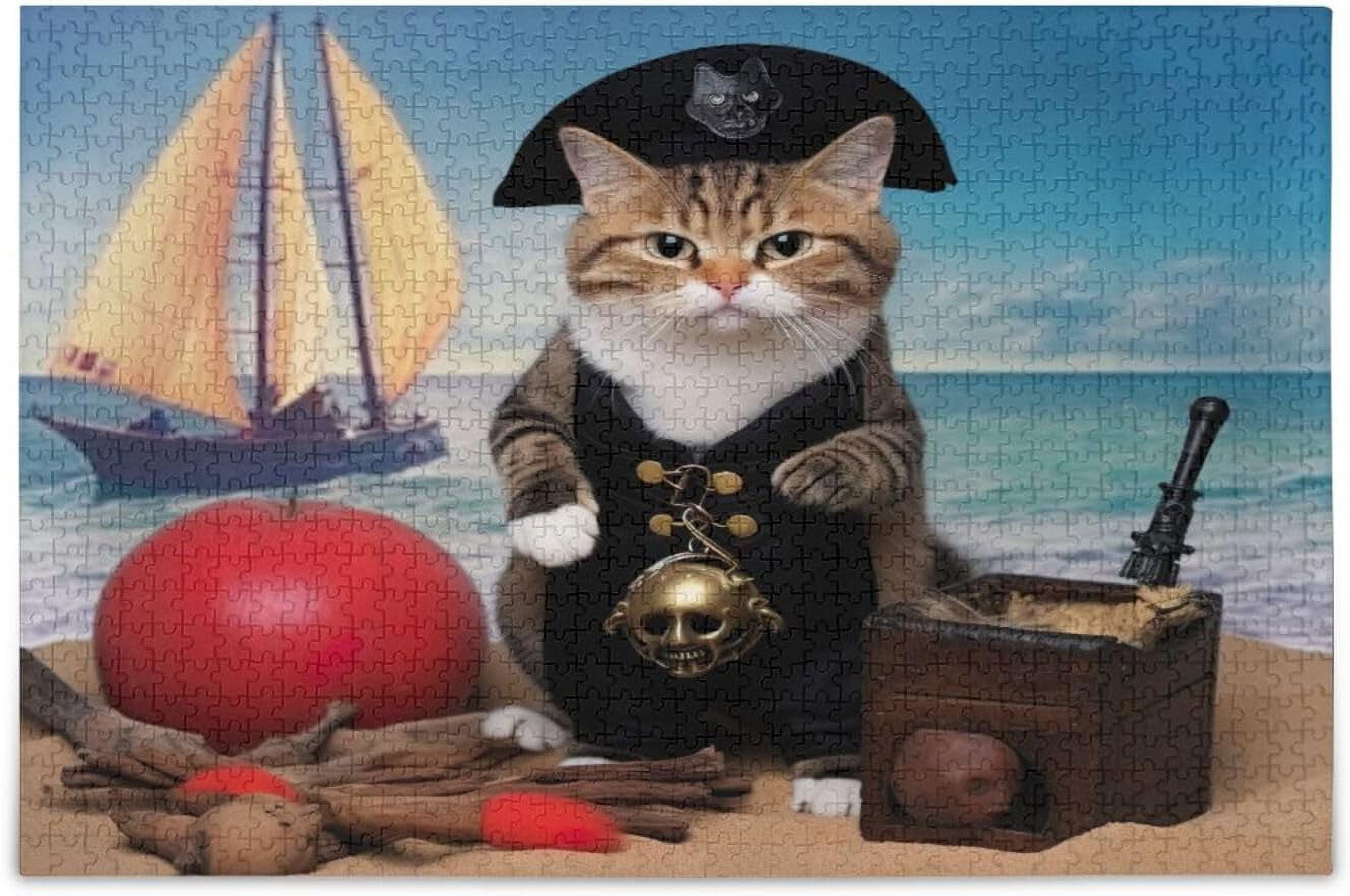 FREEAMG Funny Nautical Cat Jigsaw Puzzles for Adults 500 Piece, Puzzles ...