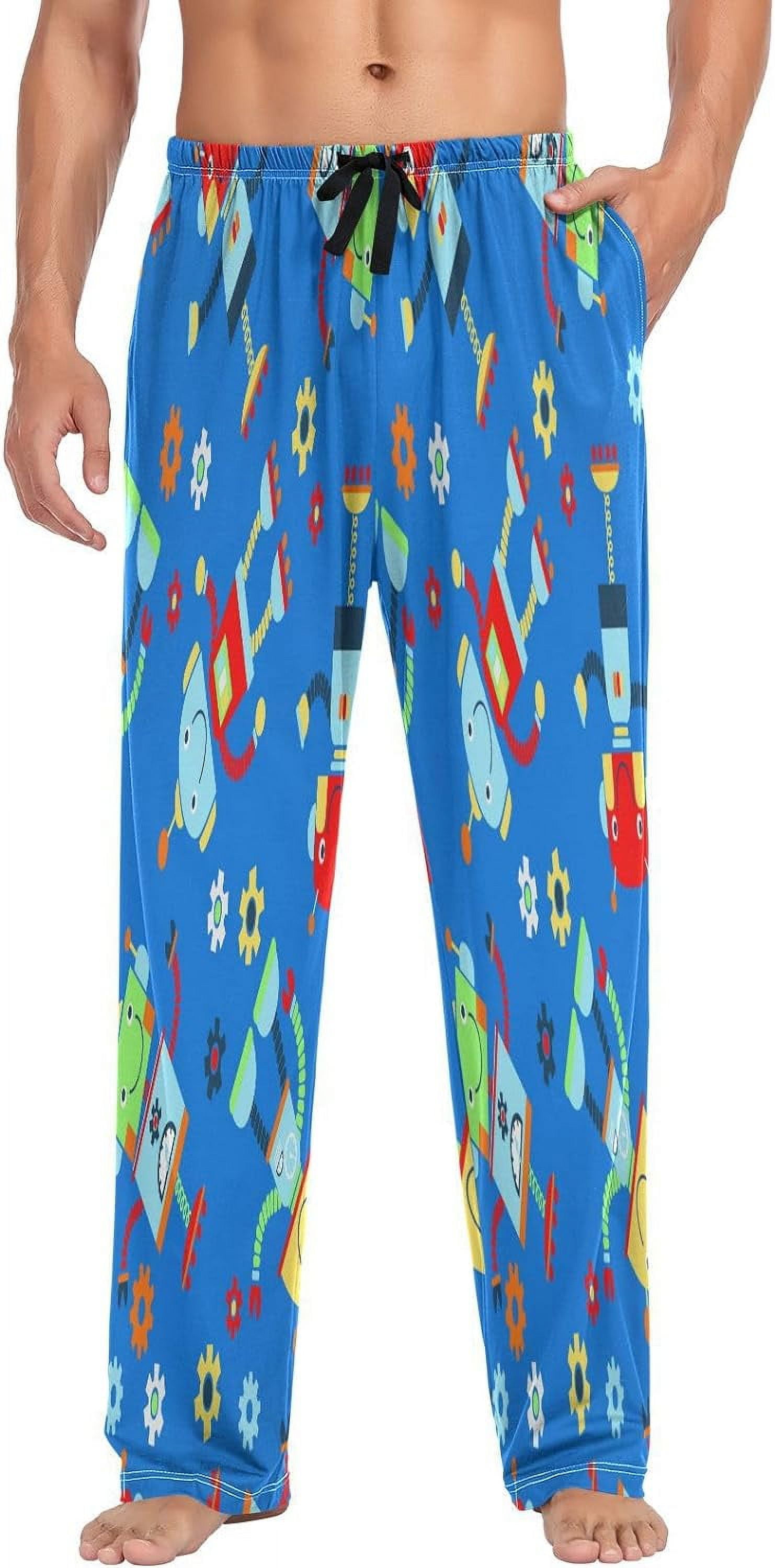 FREEAMG Funny Robots Pajama Pants for Men, Men's Separate Bottoms, Pure ...