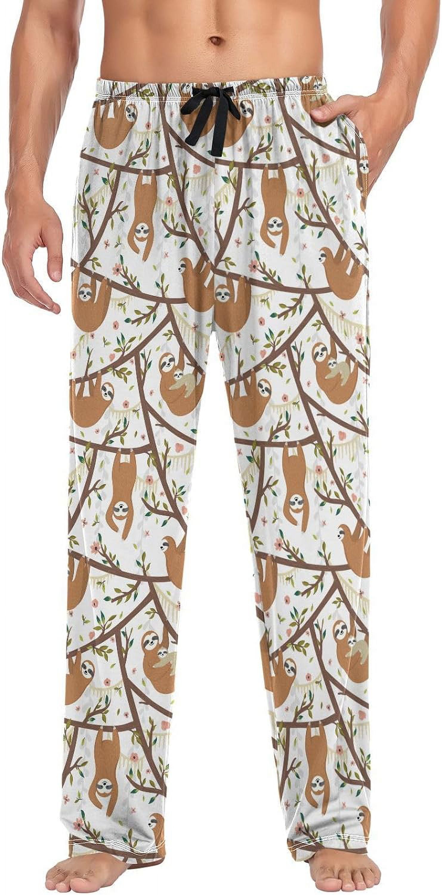 FREEAMG Funny Sloth Pajama Pants for Men, Men's Separate Bottoms, Pure ...