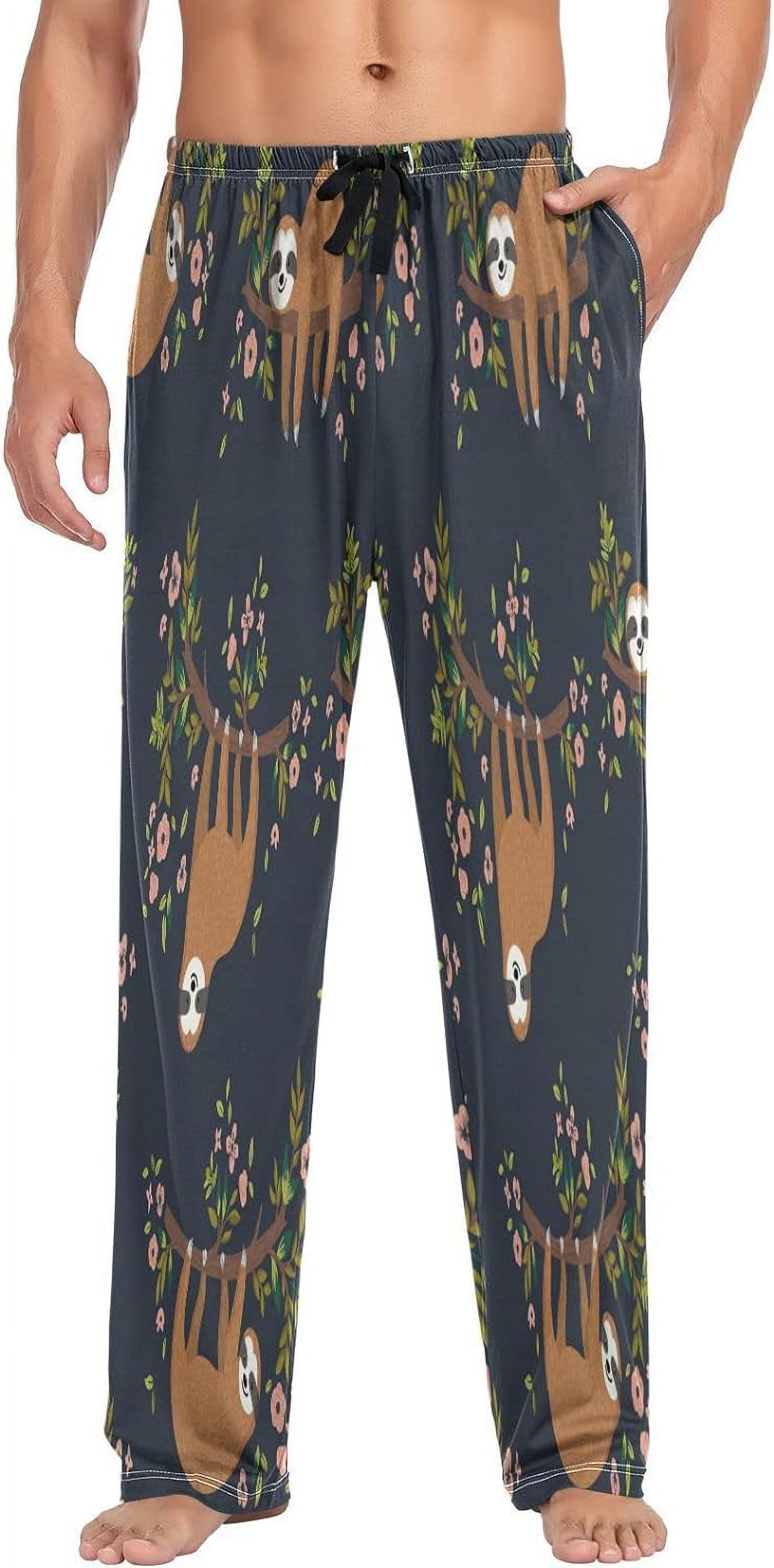 FREEAMG Funny Sloth Pajama Pants for Men, Men's Separate Bottoms, Pure ...