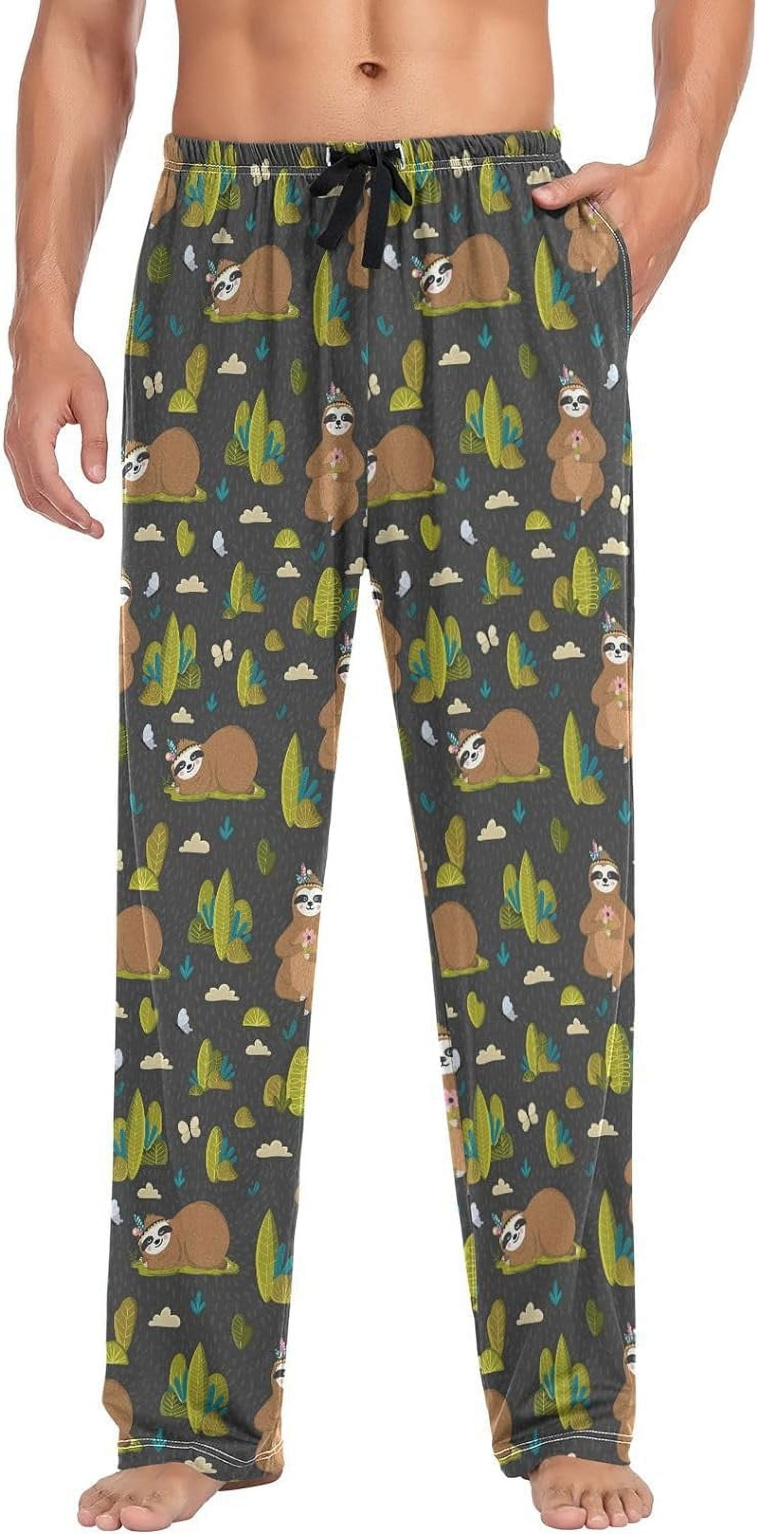 FREEAMG Funny Sloths Pajama Pants for Men, Men's Separate Bottoms, Pure ...