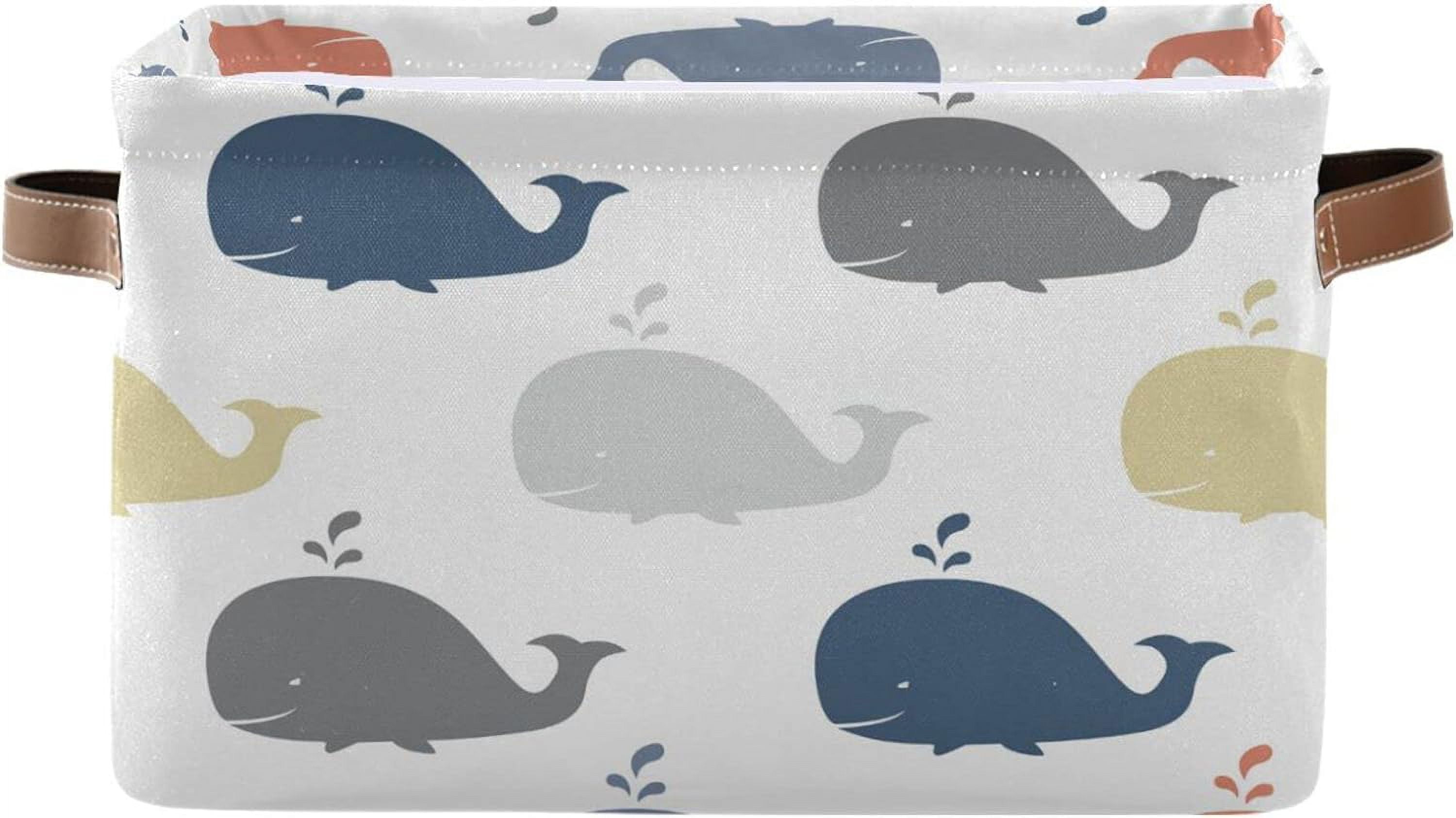 FREEAMG Funny Whales Large Square Storage Basket Bin with Handles 2PCS ...