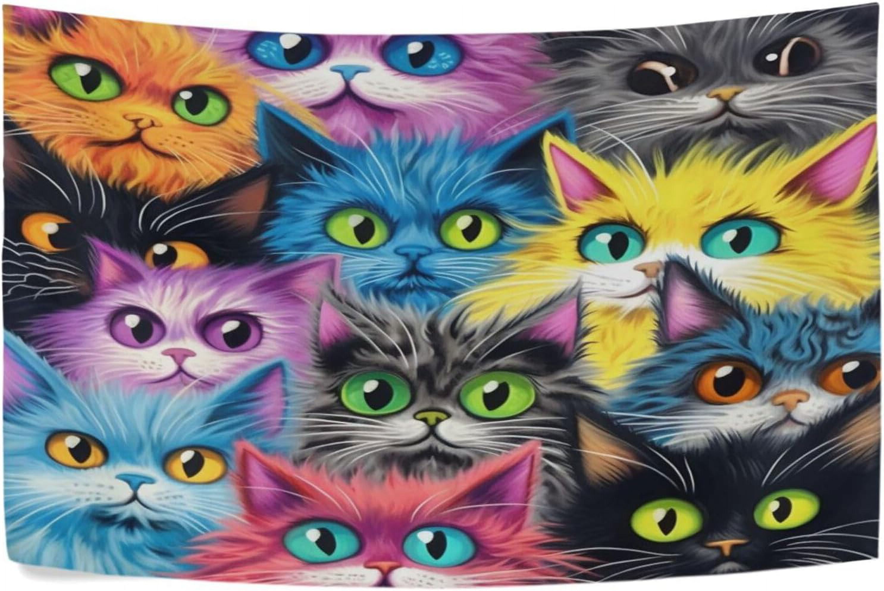 FREEAMG Fuzzy Cats Tapestry Hippie Wall Hanging Tapestries Aesthetic ...