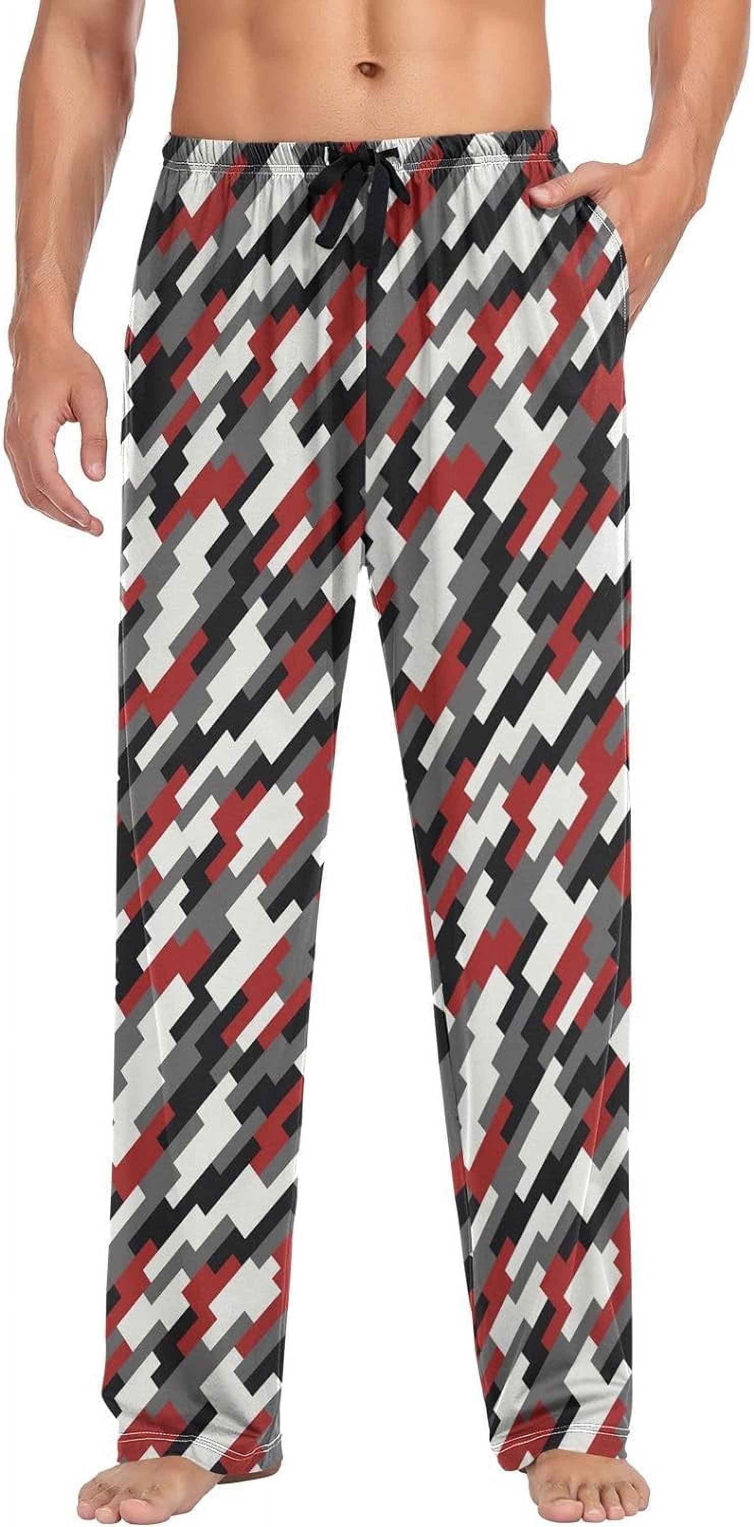 FREEAMG Geometric Camo Texture Pajama Pants for Men, Men's Separate ...