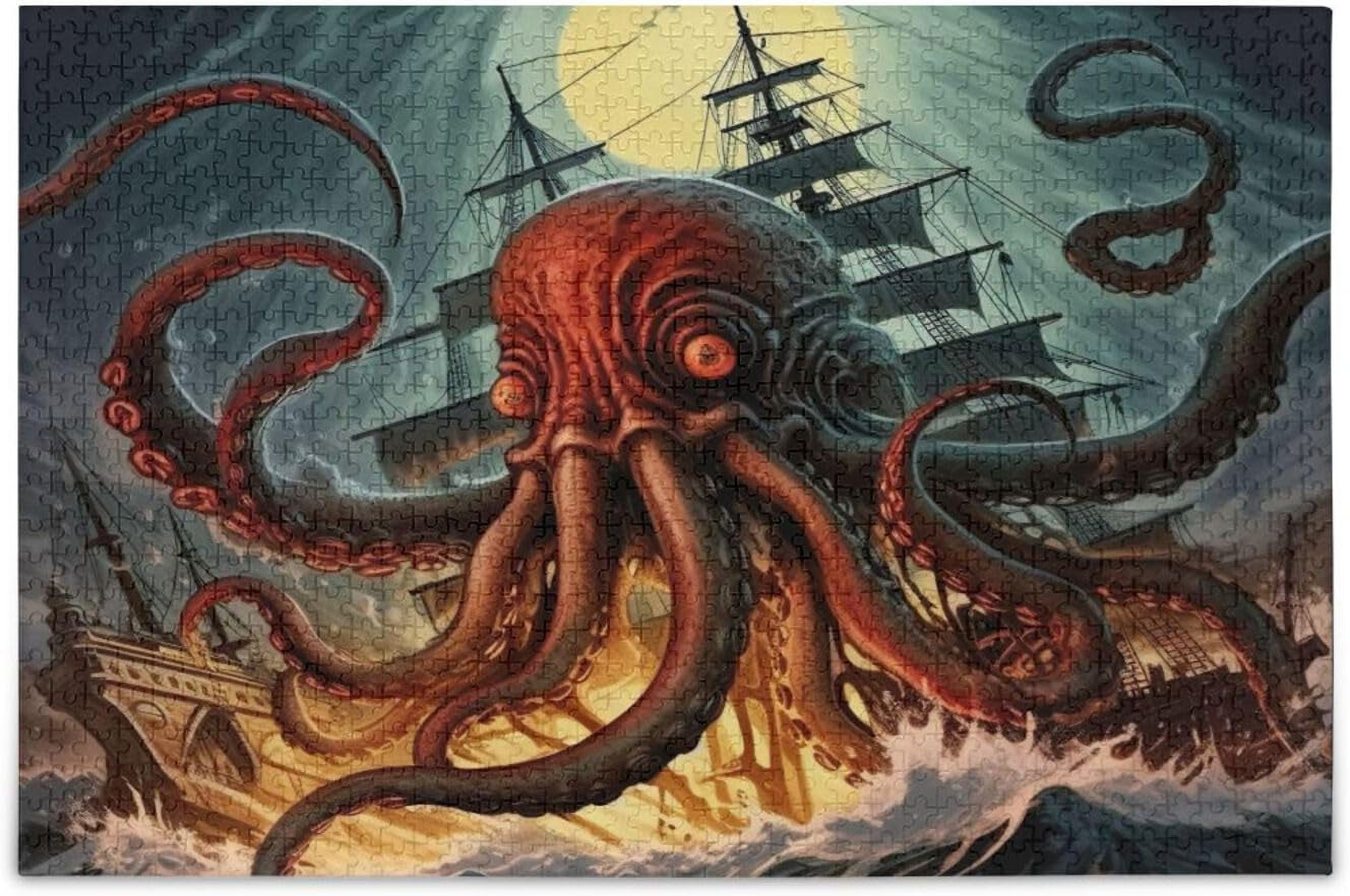 FREEAMG Giant Octopus Wooden Jigsaw Puzzles Intellectual Entertainment ...