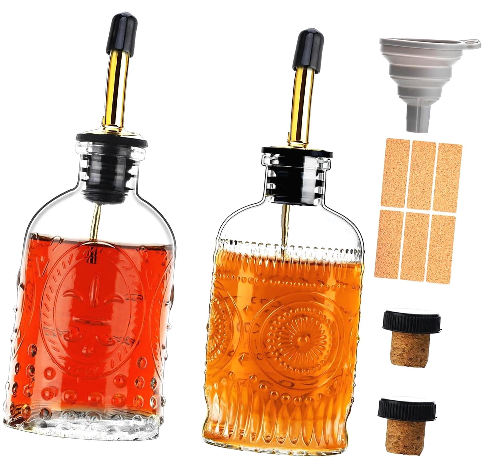 FREEAMG Glass Coffee Syrup Dispenser Bottles Set of 2, 7 OZ Each, with ...