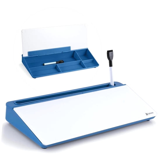 FREEAMG Glass Desktop Whiteboard with Storage, Office Organizer for To ...