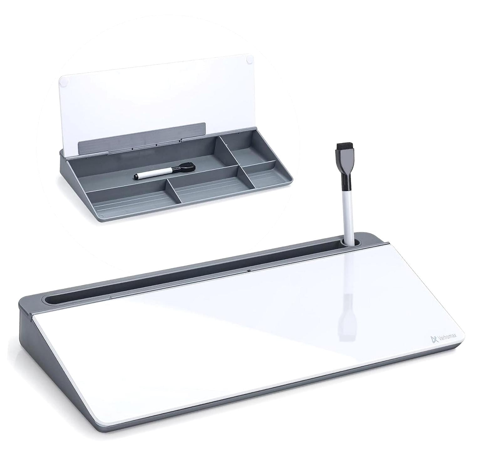 FREEAMG Glass Desktop Whiteboard with Storage, Office Organizer for To ...